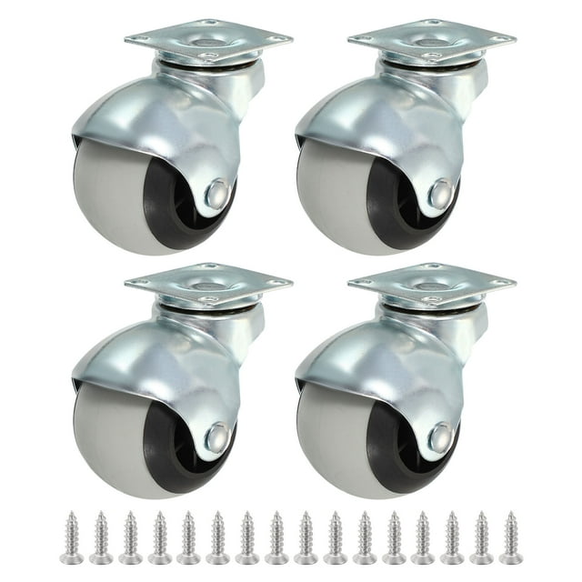 Uxcell 2 Inch Ball Casters TPR 360 Rotating Top Plate Wheels without ...