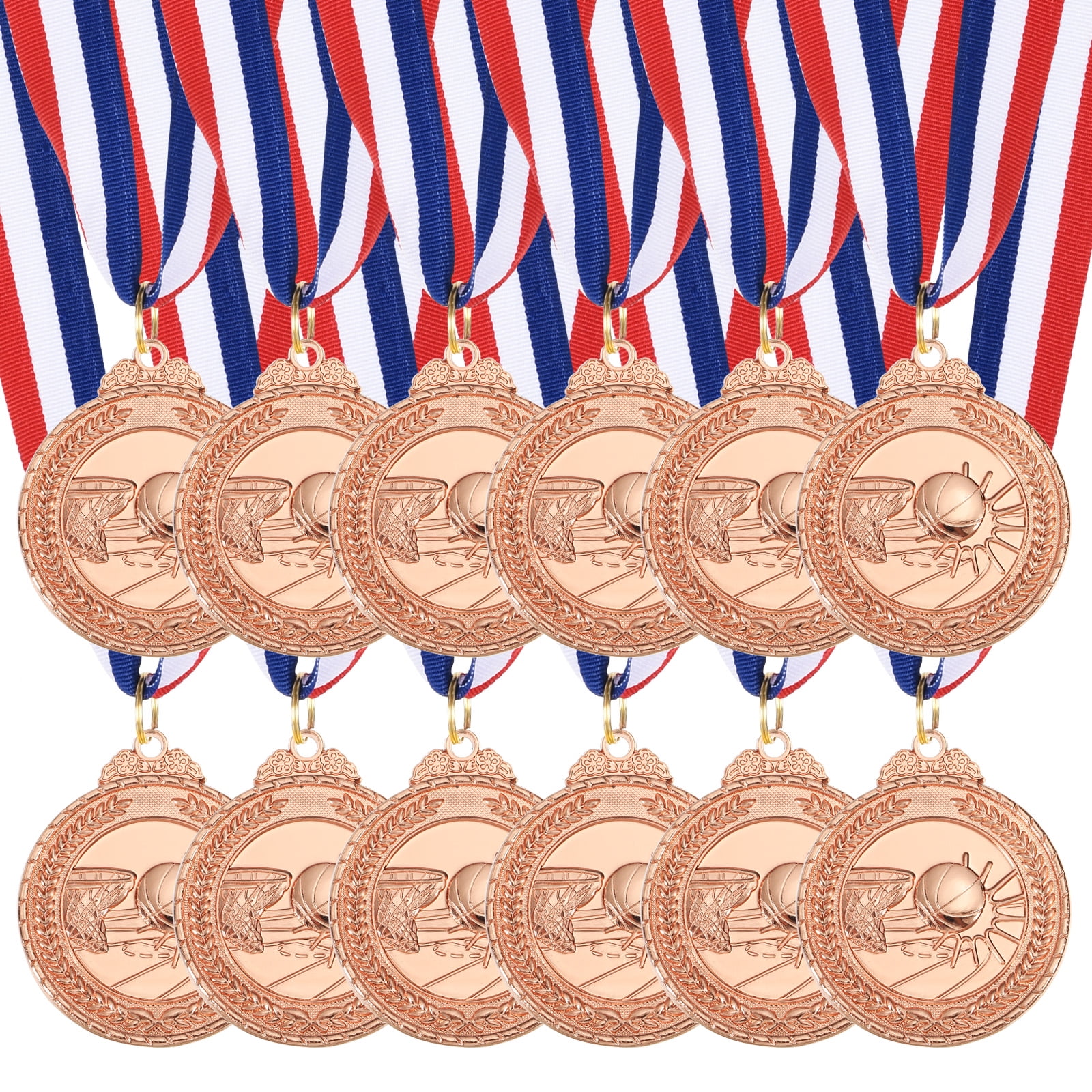 Uxcell 2 Inch Basketball Medals Bronze Award Medals with Neck Ribbon ...
