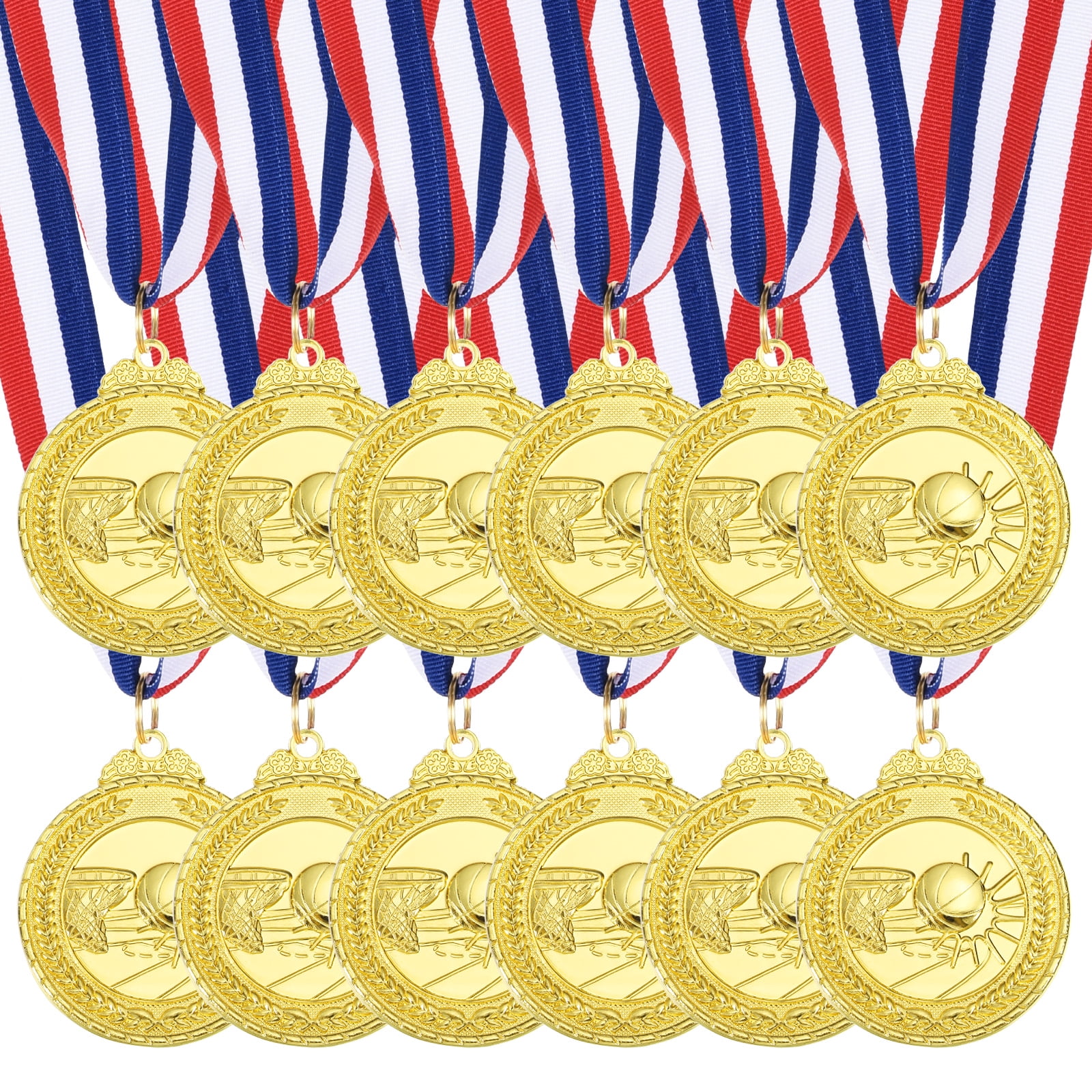 Uxcell 2 Inch Basketball Medals Gold Award Medals with Neck Ribbon for ...