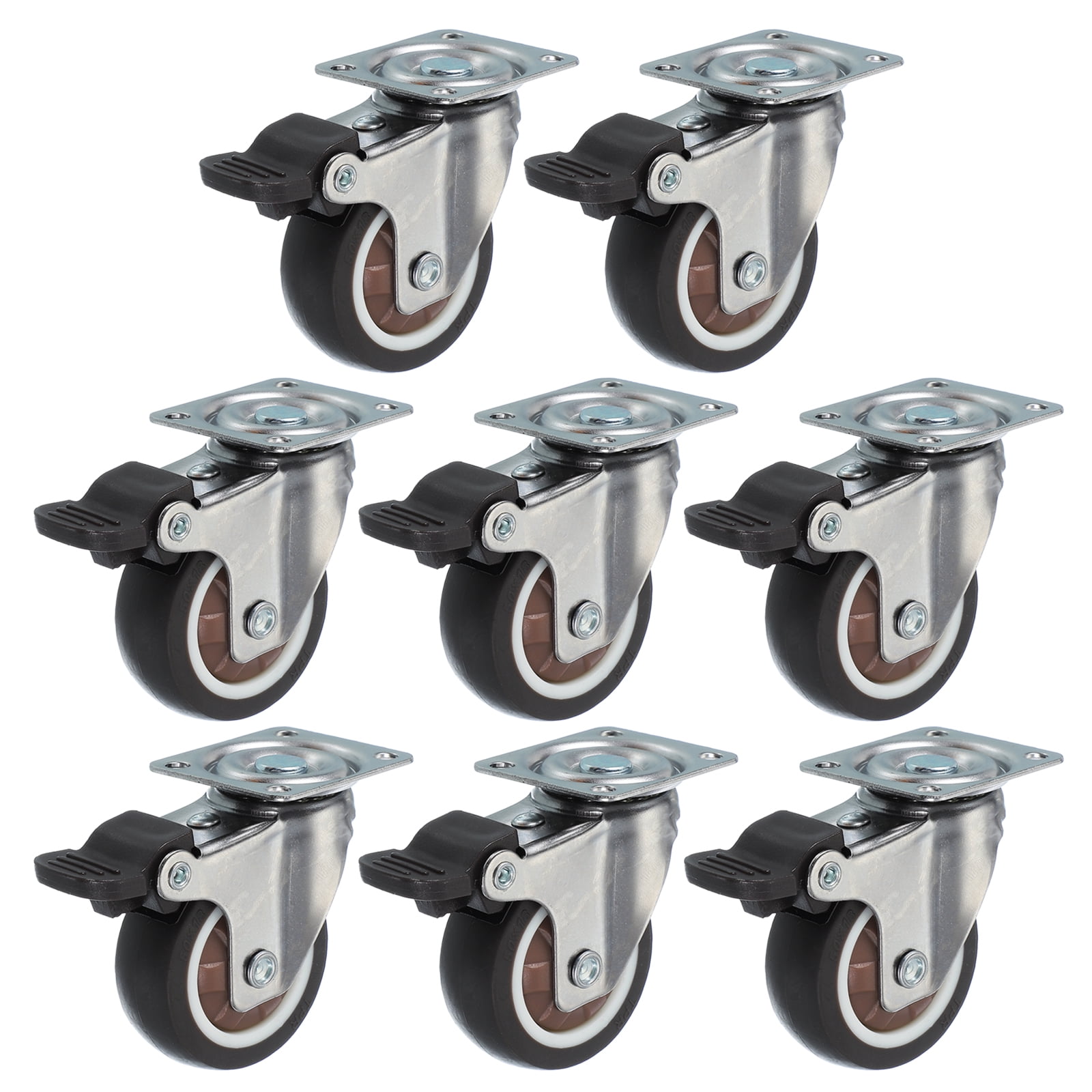 Uxcell 2 Inch Caster Wheels, 8 Pcs Heavy Duty TPR Locking Swivel Caster ...