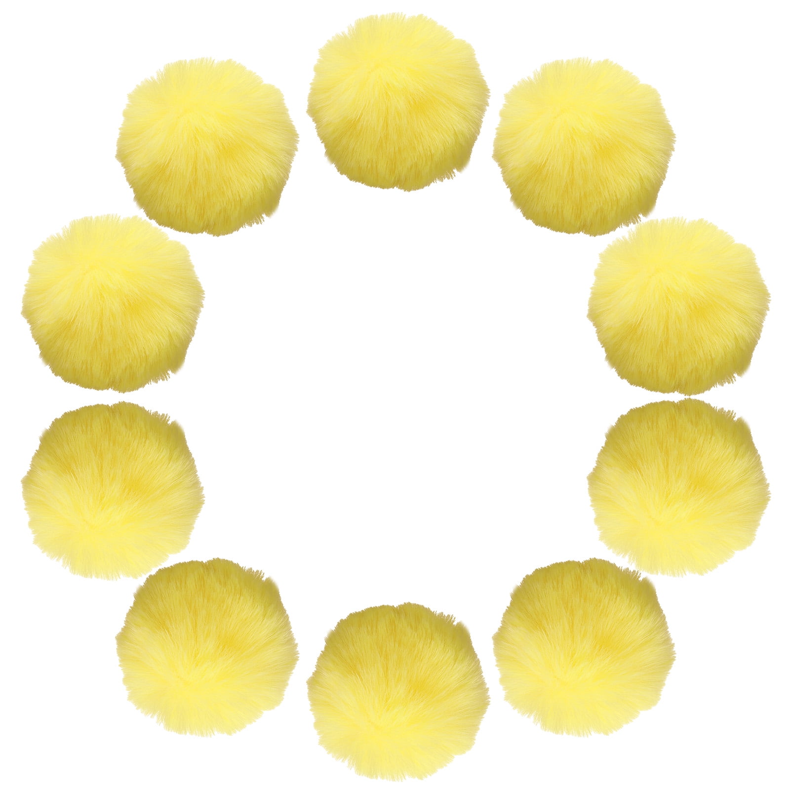 Uxcell 2 Inch Faux Fur Pom Pom Balls, 10 Pcs Yellow Faux Fur Pom Poms ...