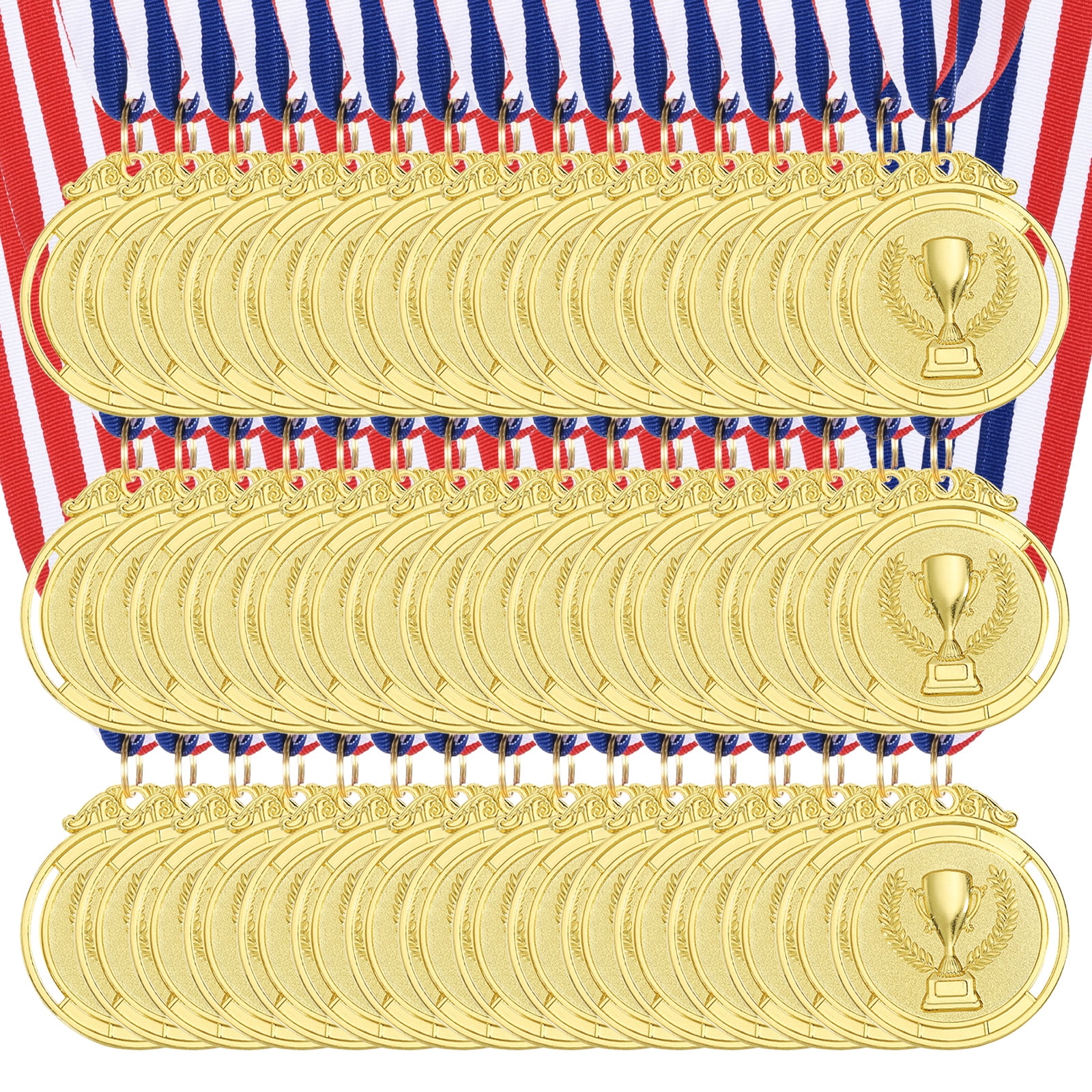 Uxcell 2 Inch Gold Award Medals Metal Winner Medals with Neck Ribbon ...