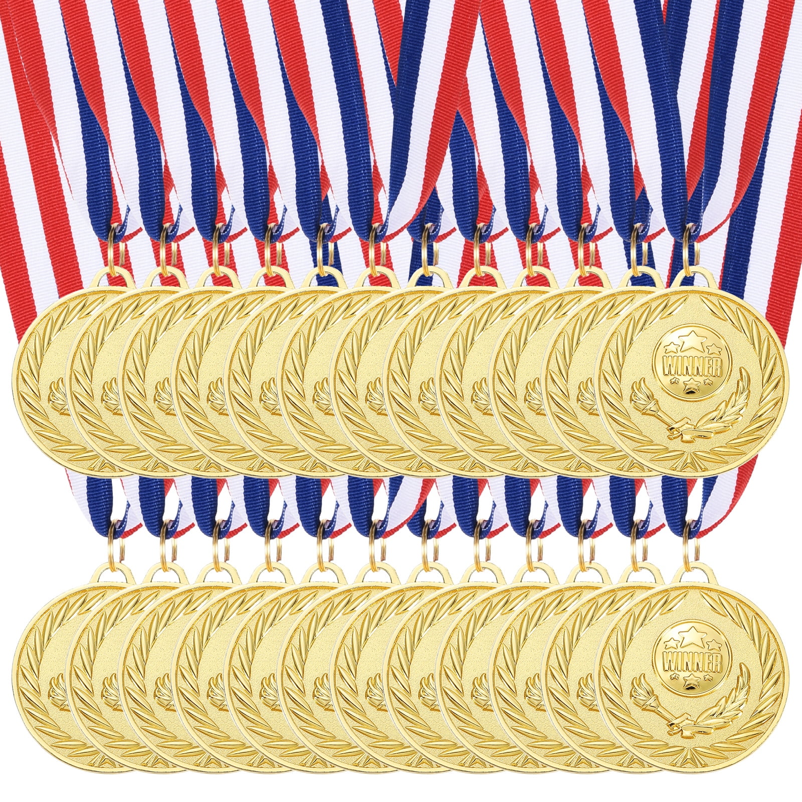 Uxcell 2 Inch Gold Award Medals Metal Winner Medals with Neck Ribbon ...