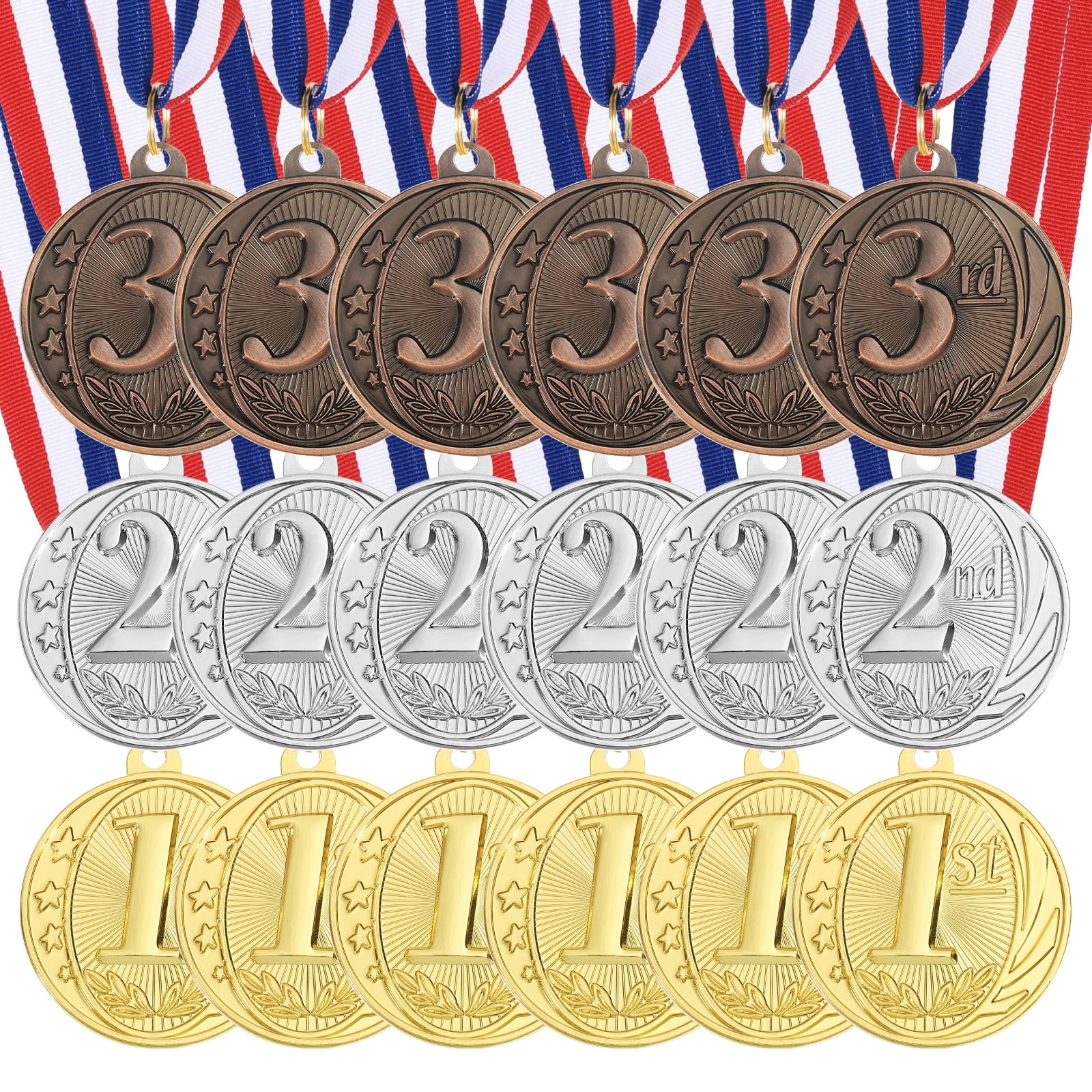 Uxcell 2 Inch Gold Silver Bronze Award Medals 1st 2ed 3rd Place Metal ...