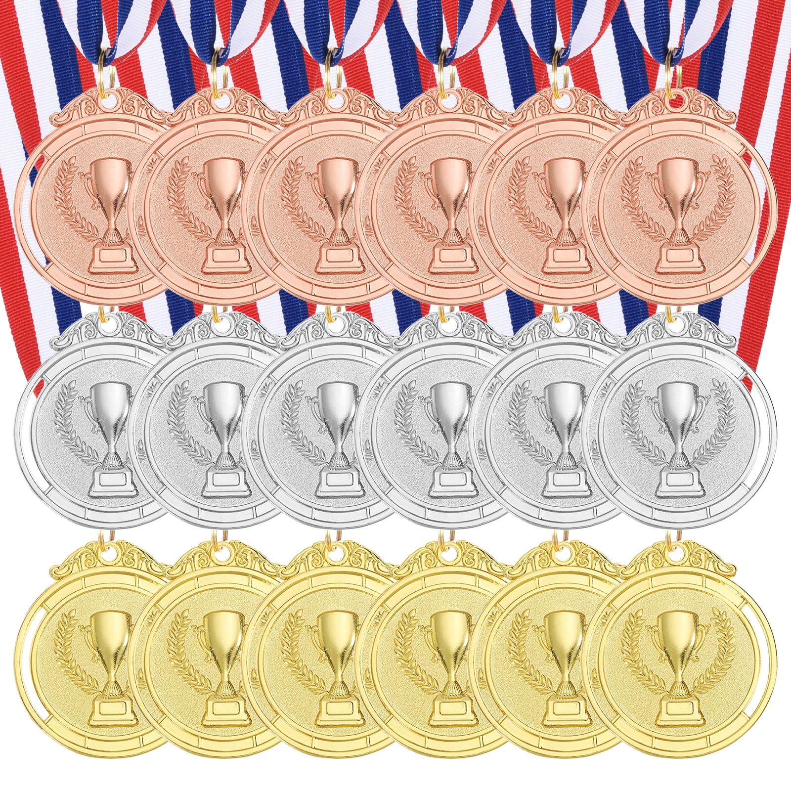 Uxcell 2 Inch Gold Silver Bronze Award Medals Metal Winner Medals with ...