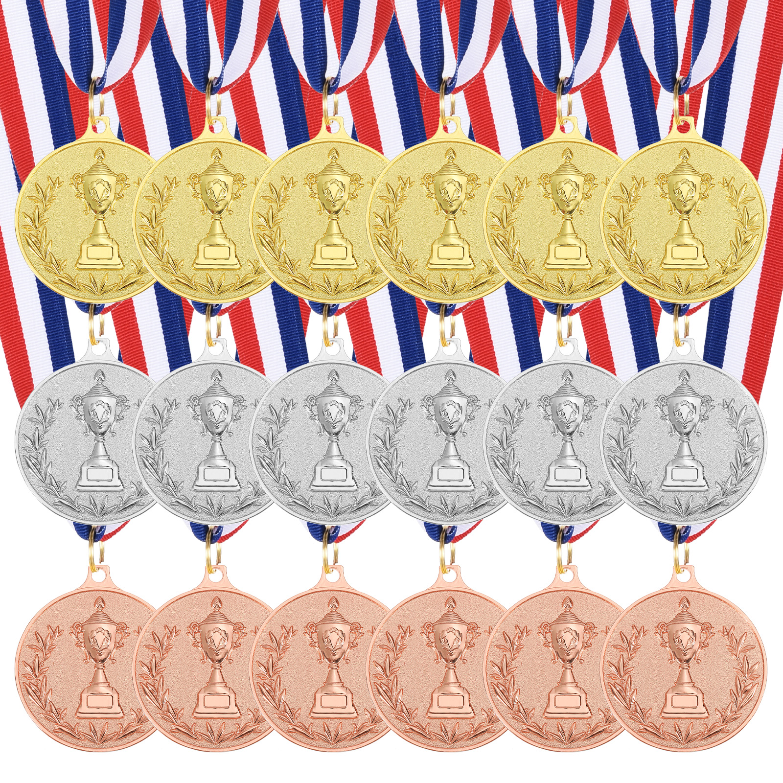 Uxcell 2 Inch Gold Silver Bronze Award Medals Metal Winner Medals with ...