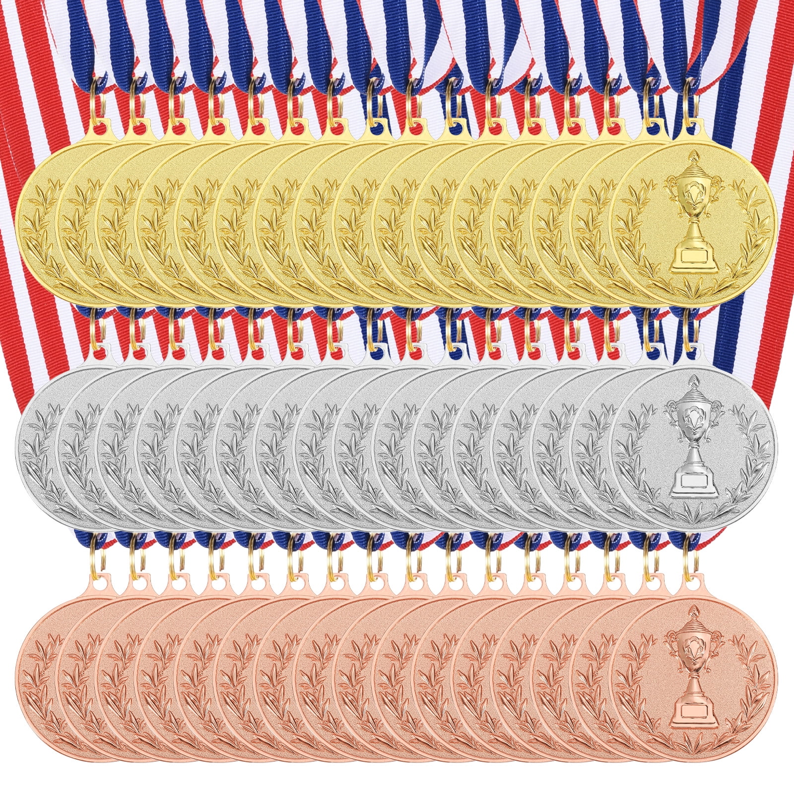 Uxcell 2 Inch Gold Silver Bronze Award Medals Metal Winner Medals with ...