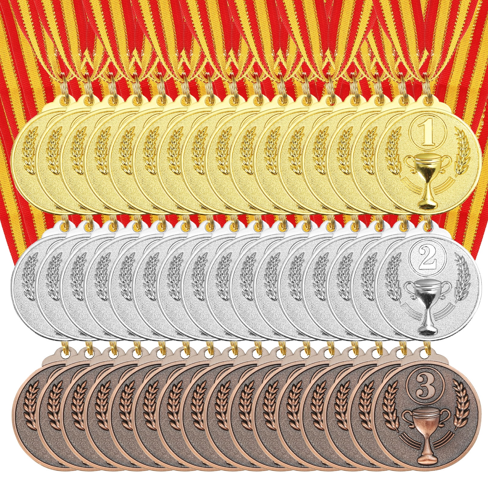 Uxcell 2 Inch Gold Silver Bronze Prizes Award Medals Metal Winner ...