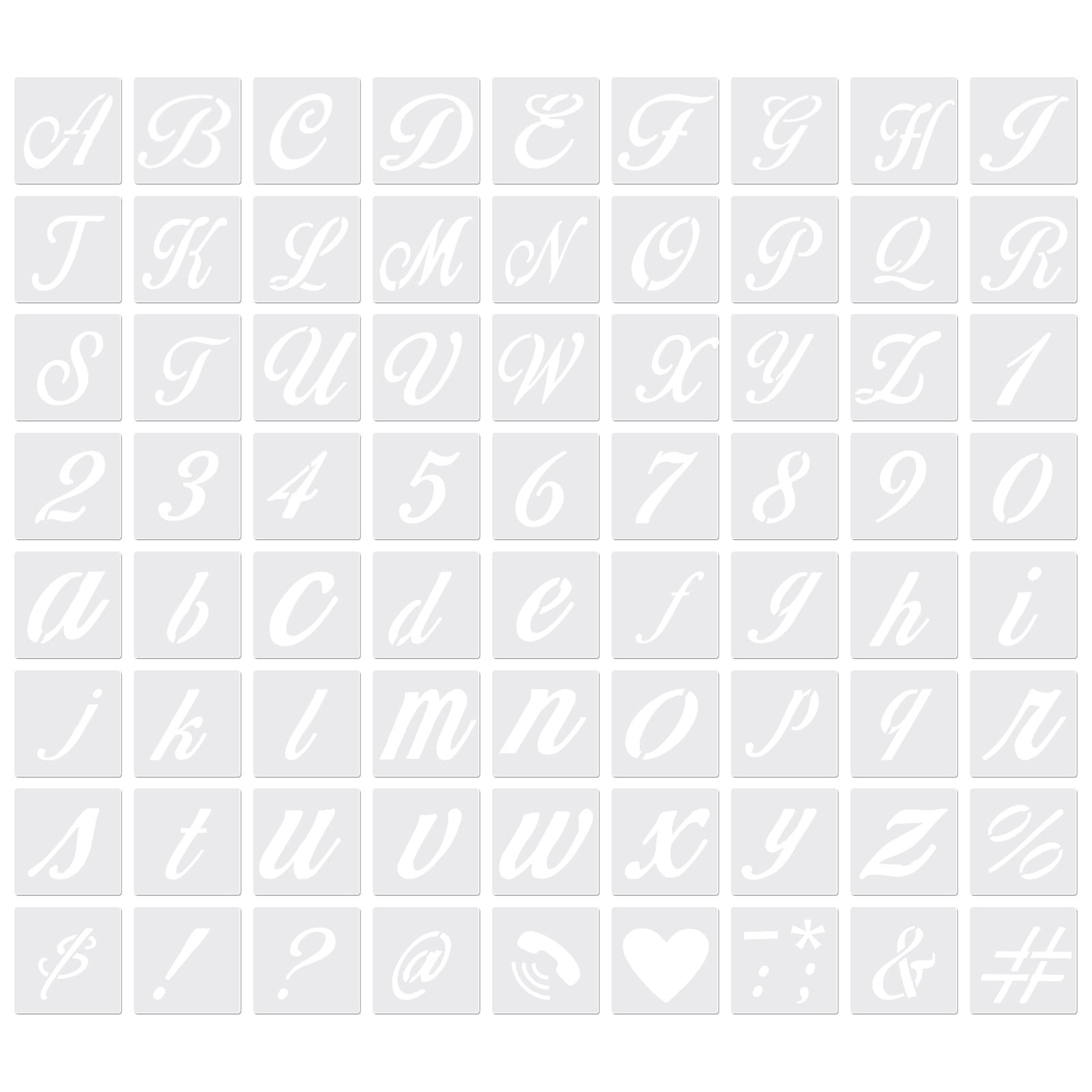 Uxcell 2 Inch Letter Stencils Number Stencils, 72 Pack Reusable ...