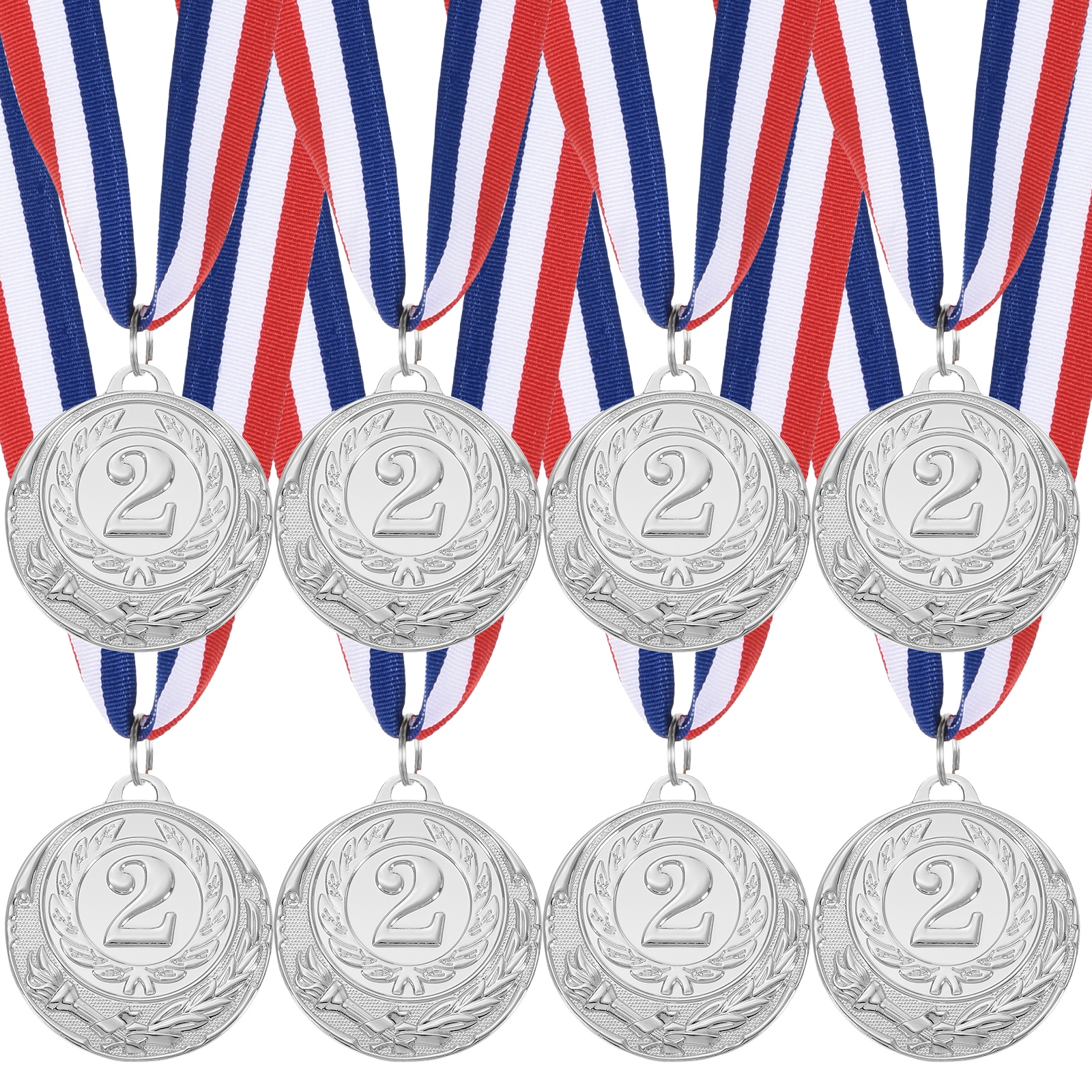 Uxcell 2 Inch Silver Award Medals Metal Winner Medals with Neck Ribbon ...