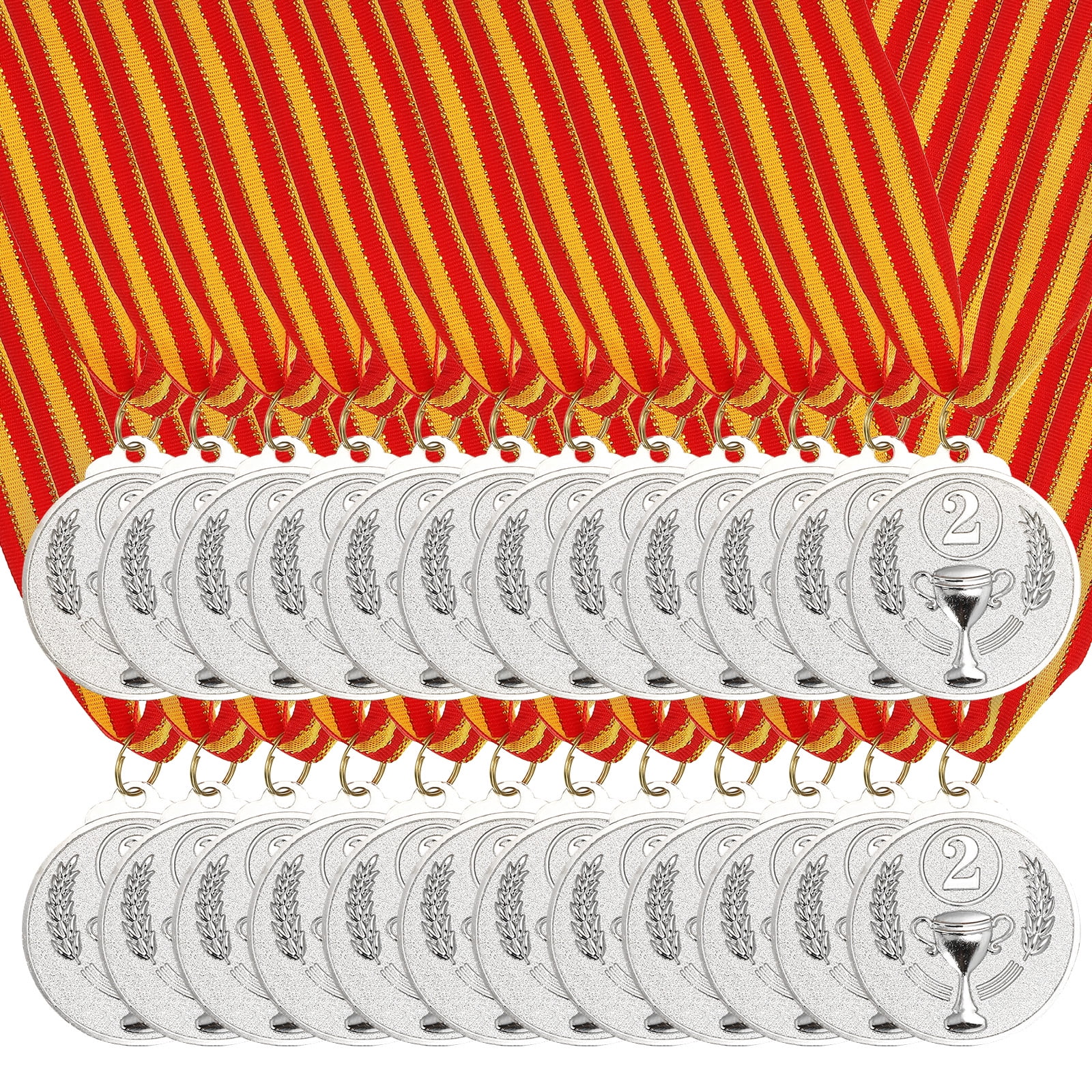 Uxcell 2 Inch Silver Prizes Award Medals Metal Winner Medals 2ed Place ...