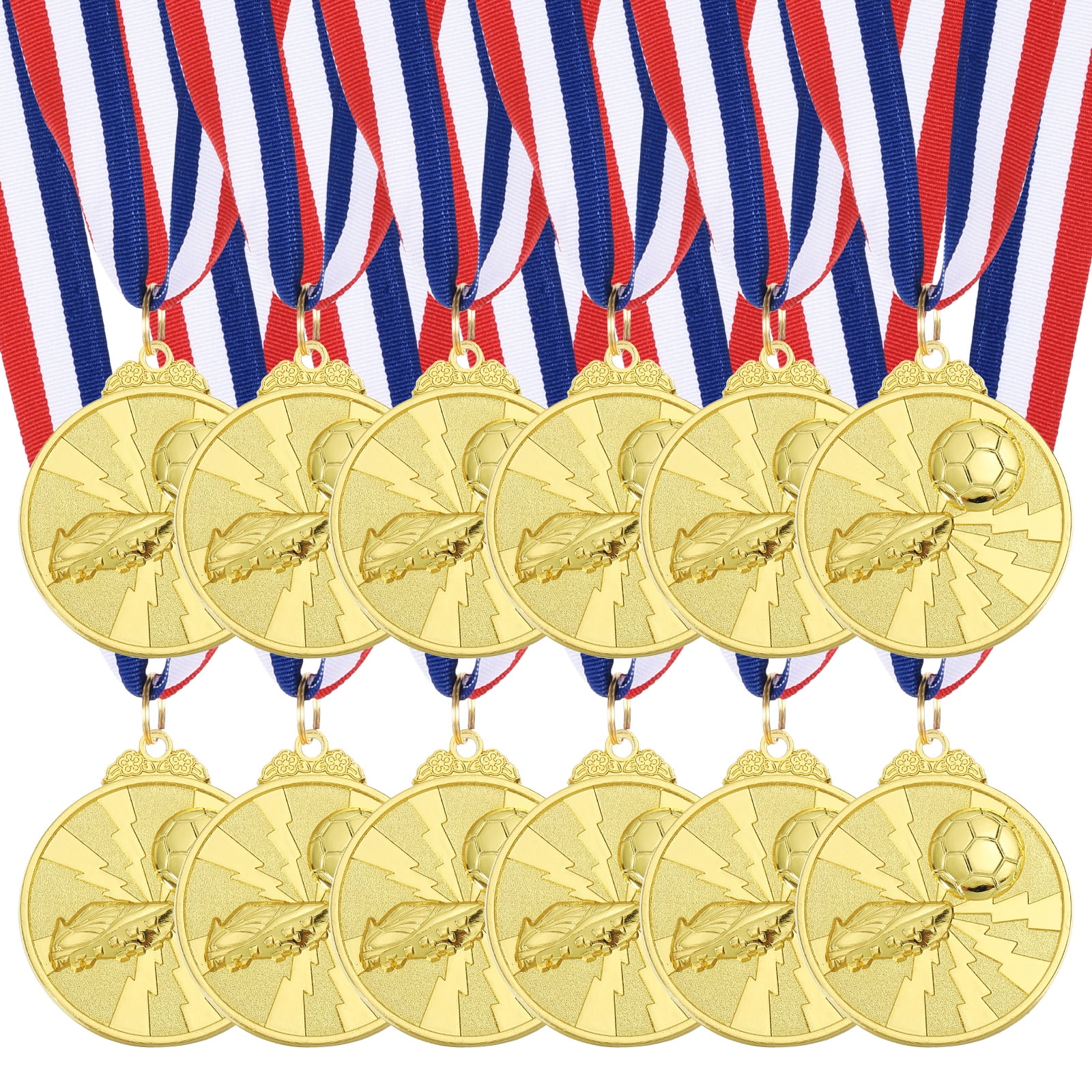 Uxcell 2 Inch Soccer Medals Gold Award Medals with Neck Ribbon for Team ...
