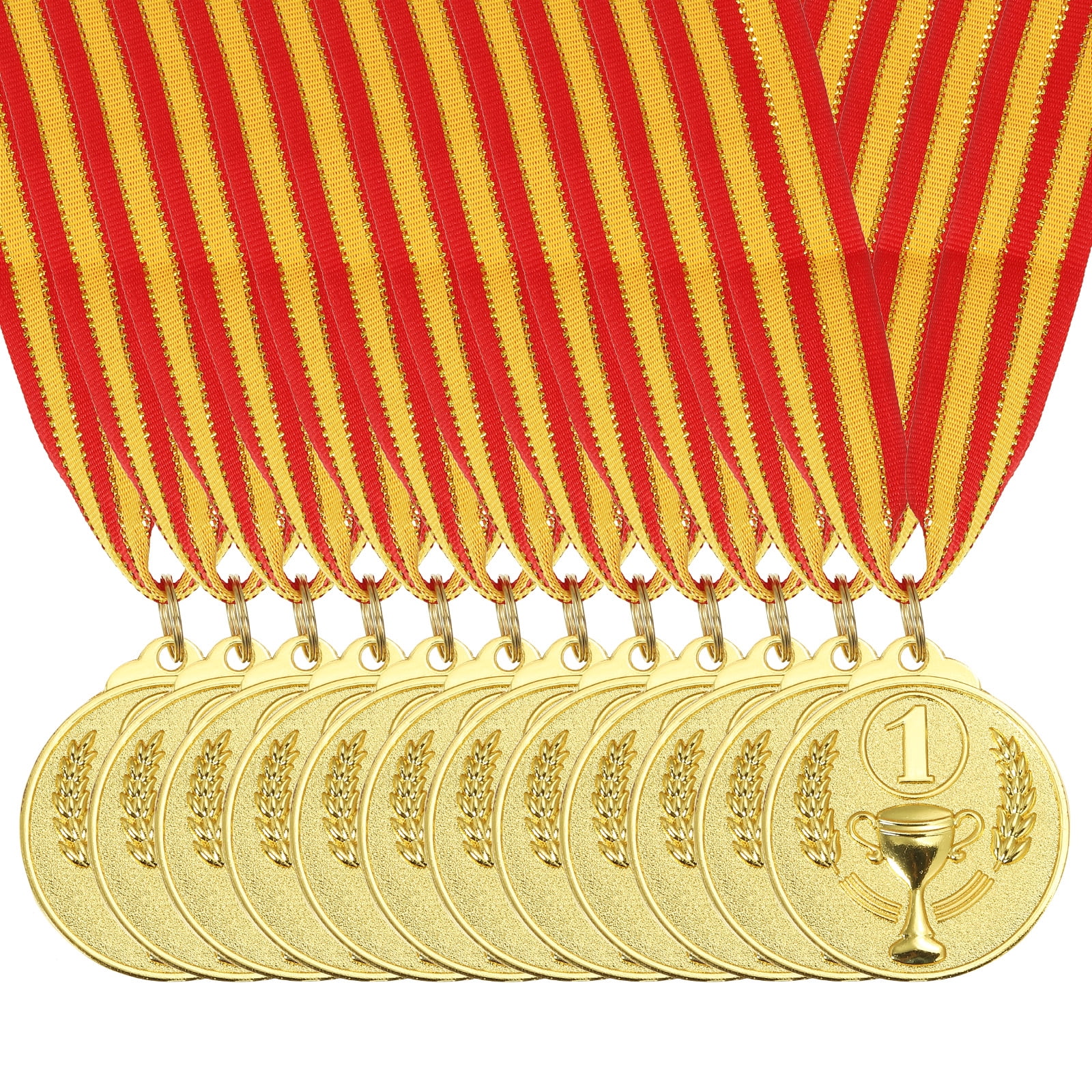 Uxcell 2 Inch Style Gold Award Medals 1st Prize with Neck Ribbon, 12 ...