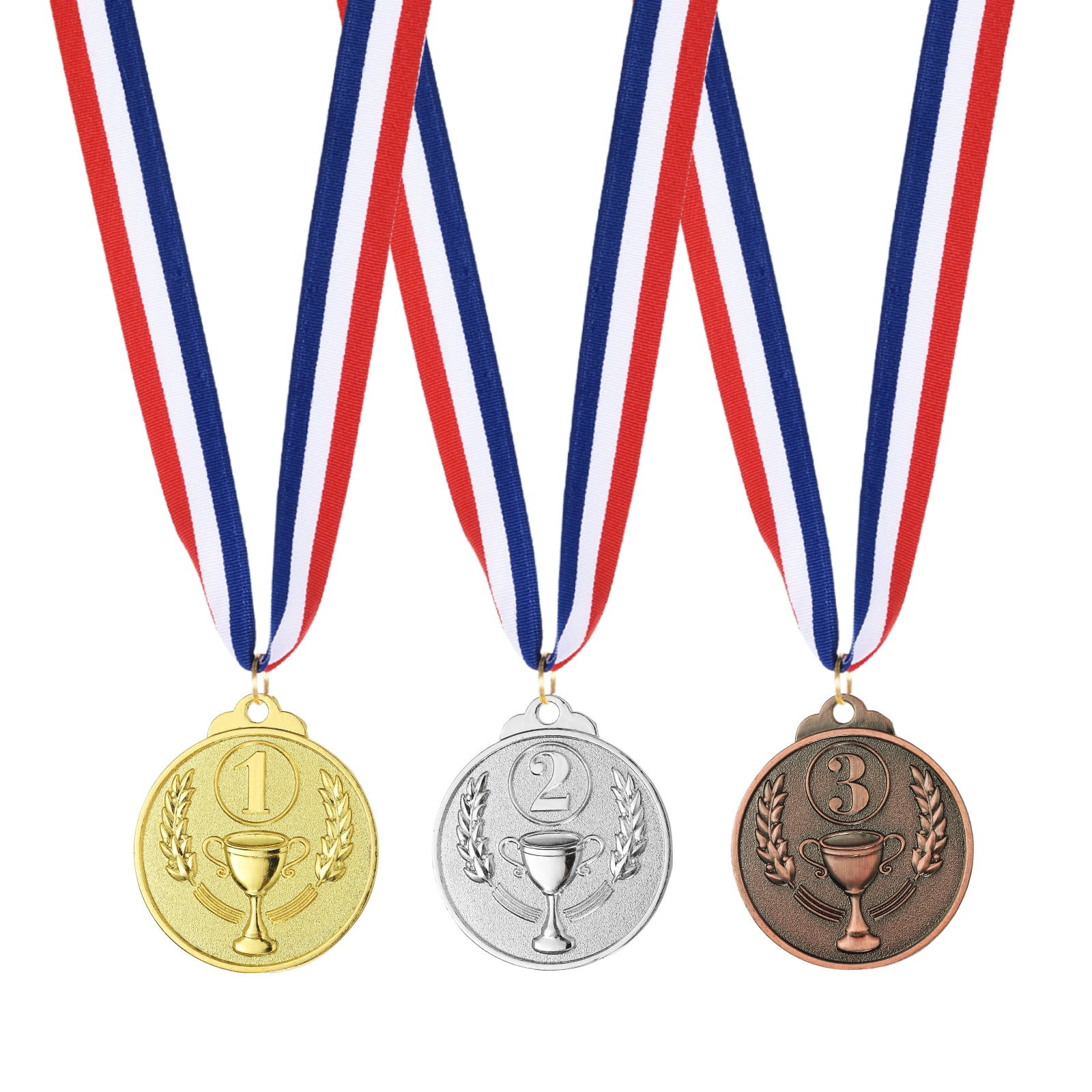 Uxcell 2" Metal Award Medals, 3 Pcs 1st 2nd 3rd Winner Medals with Neck Ribbon for Competitions ...