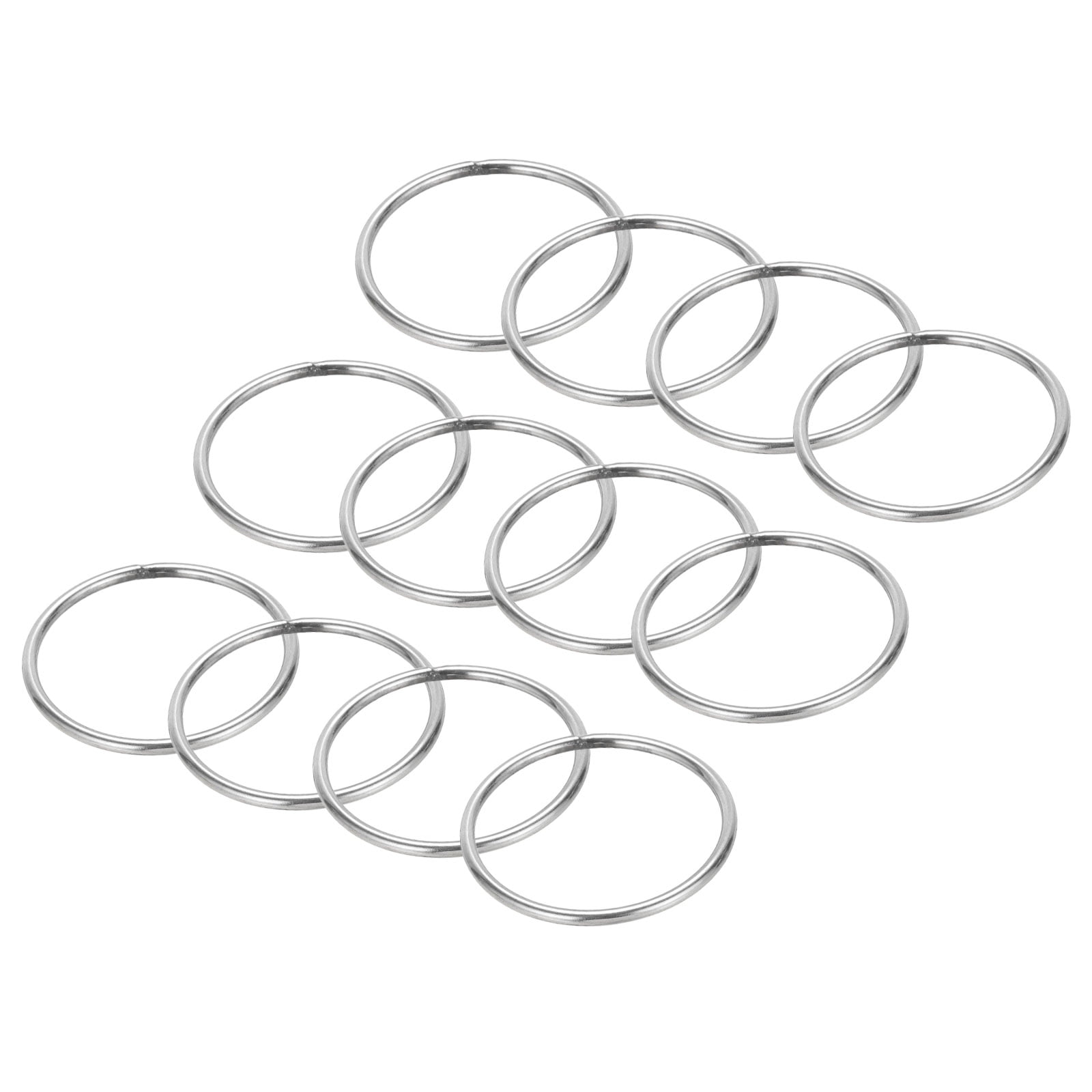 Uxcell 2" Metal O Rings, 12 Pcs 304 Stainless Steel Smooth Round Rings ...