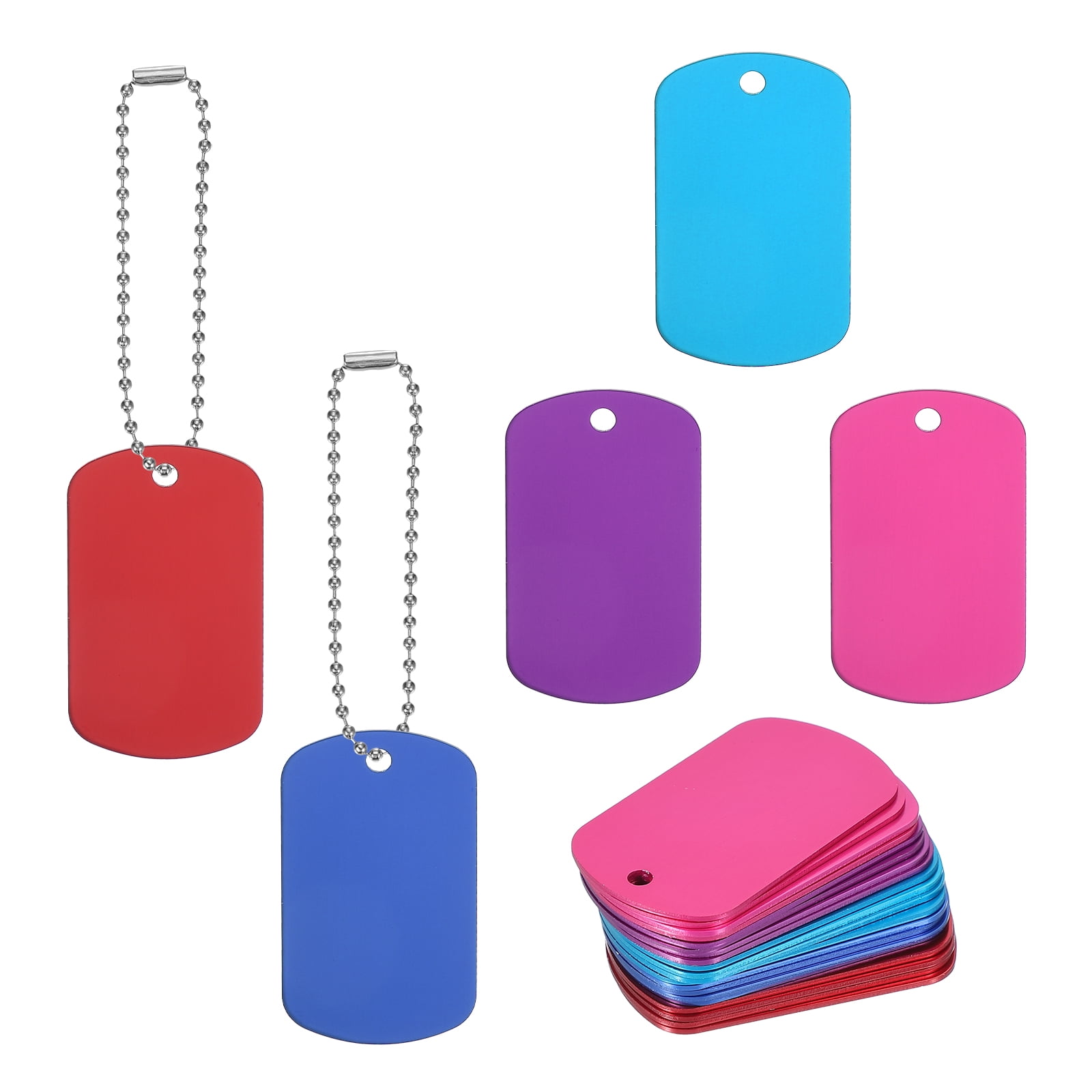 Uxcell 2" Metal Stamping Blanks Tags, Anodized Aluminum Blank Dog Tags Rectangle Laser Engraving ...