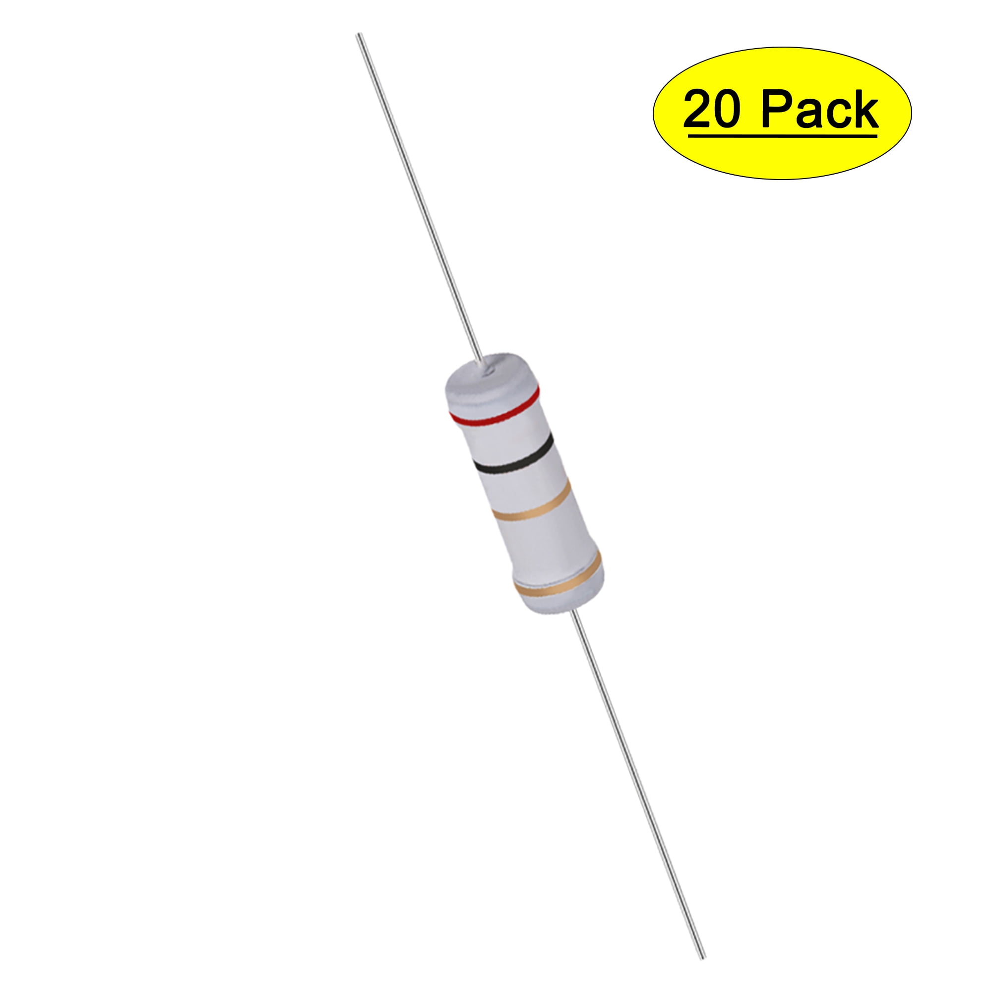 Uxcell 2 Ohm 3W ±5% Tolerance Axile Lead Metal Oxide Film Resistor 20 ...