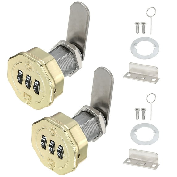 Uxcell 2 PCS Combination Cabinet Cam Lock, 3-Digit Keyless Metal Locks ...