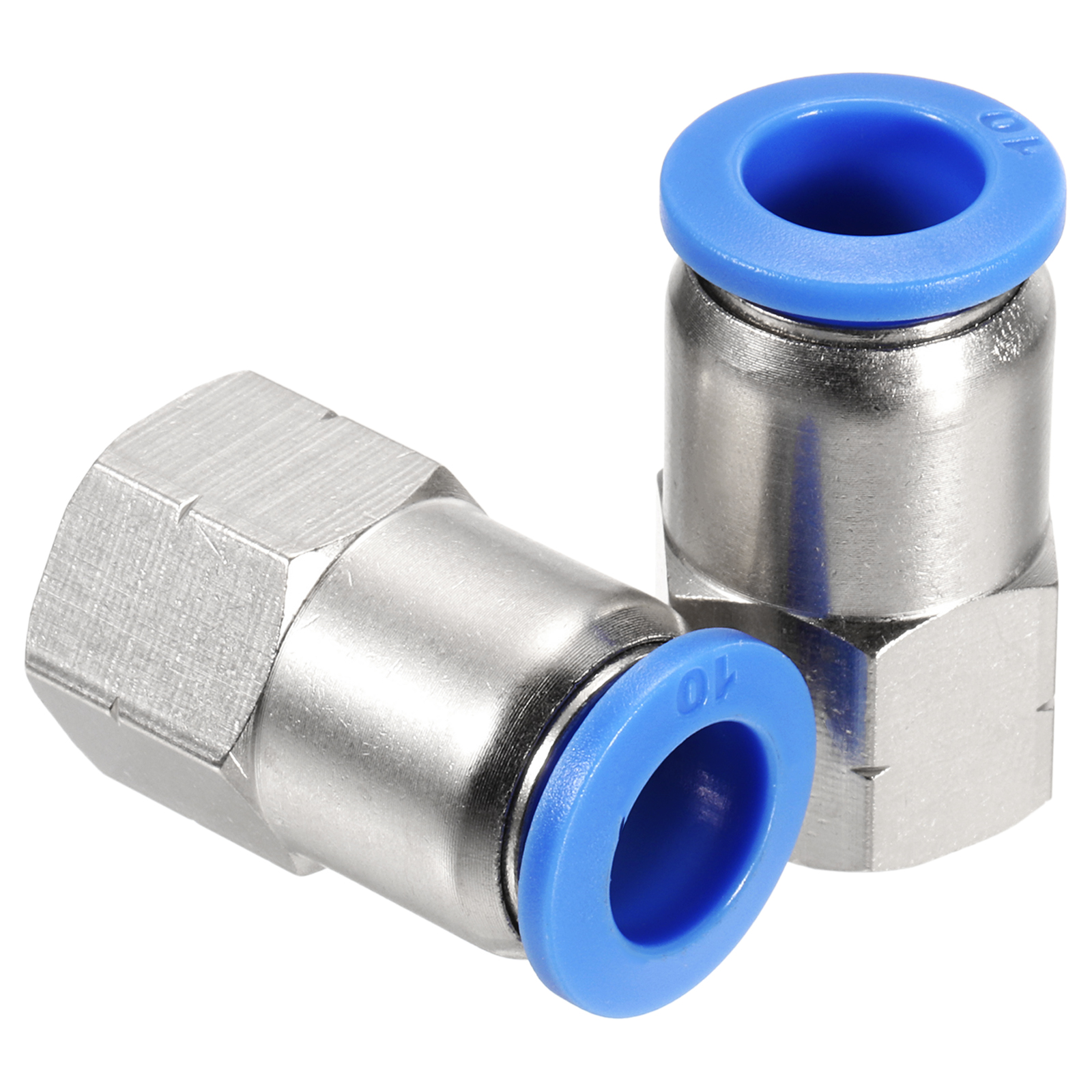 Uxcell 2 Pack 1/4" NPT Female Straight Thread Push to Connect Fittings, 3/8" Tube OD x 1/4" NPT ...