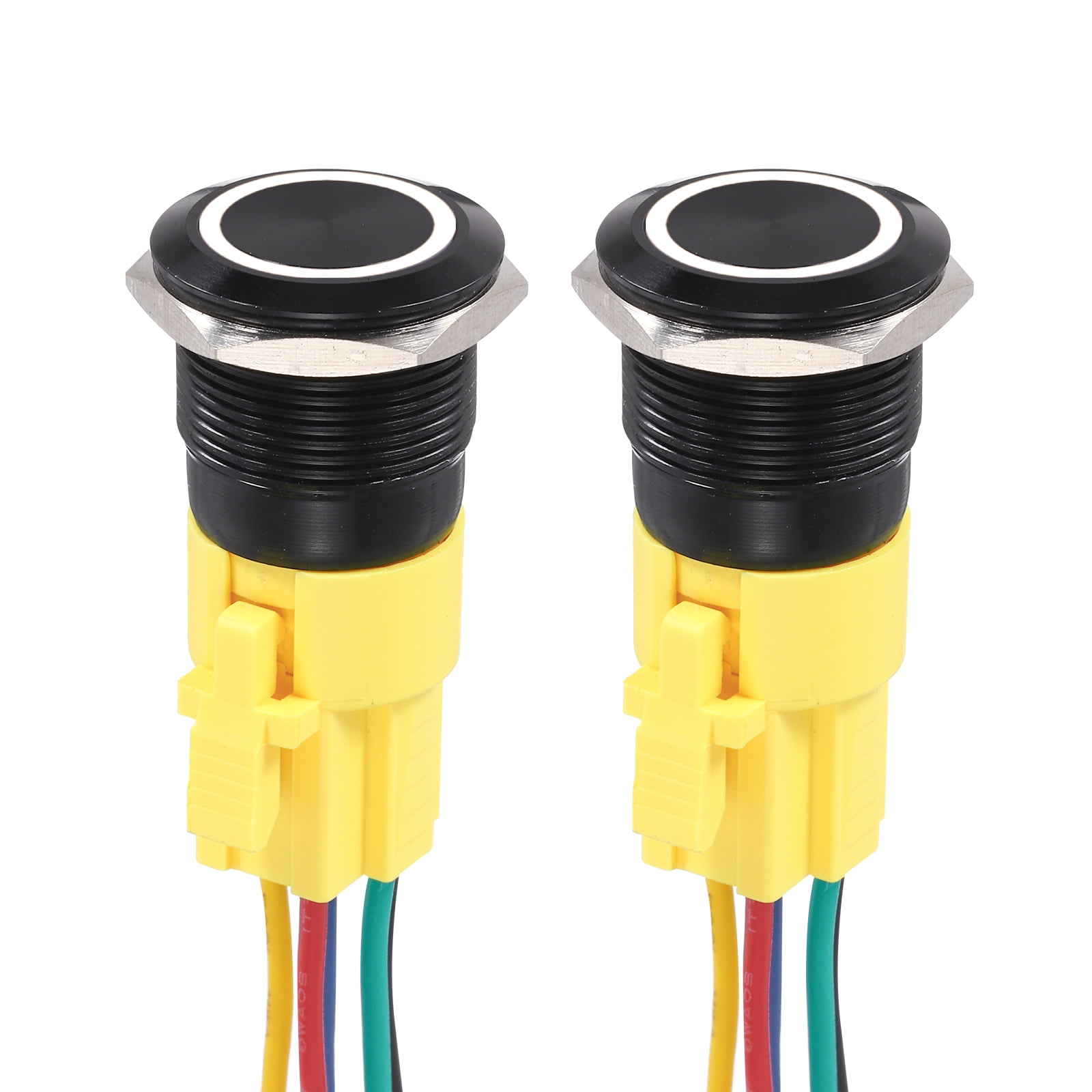 Uxcell 2 Pack 3/4 Inch Latching Push Button Switch 12V 24VDC with White ...