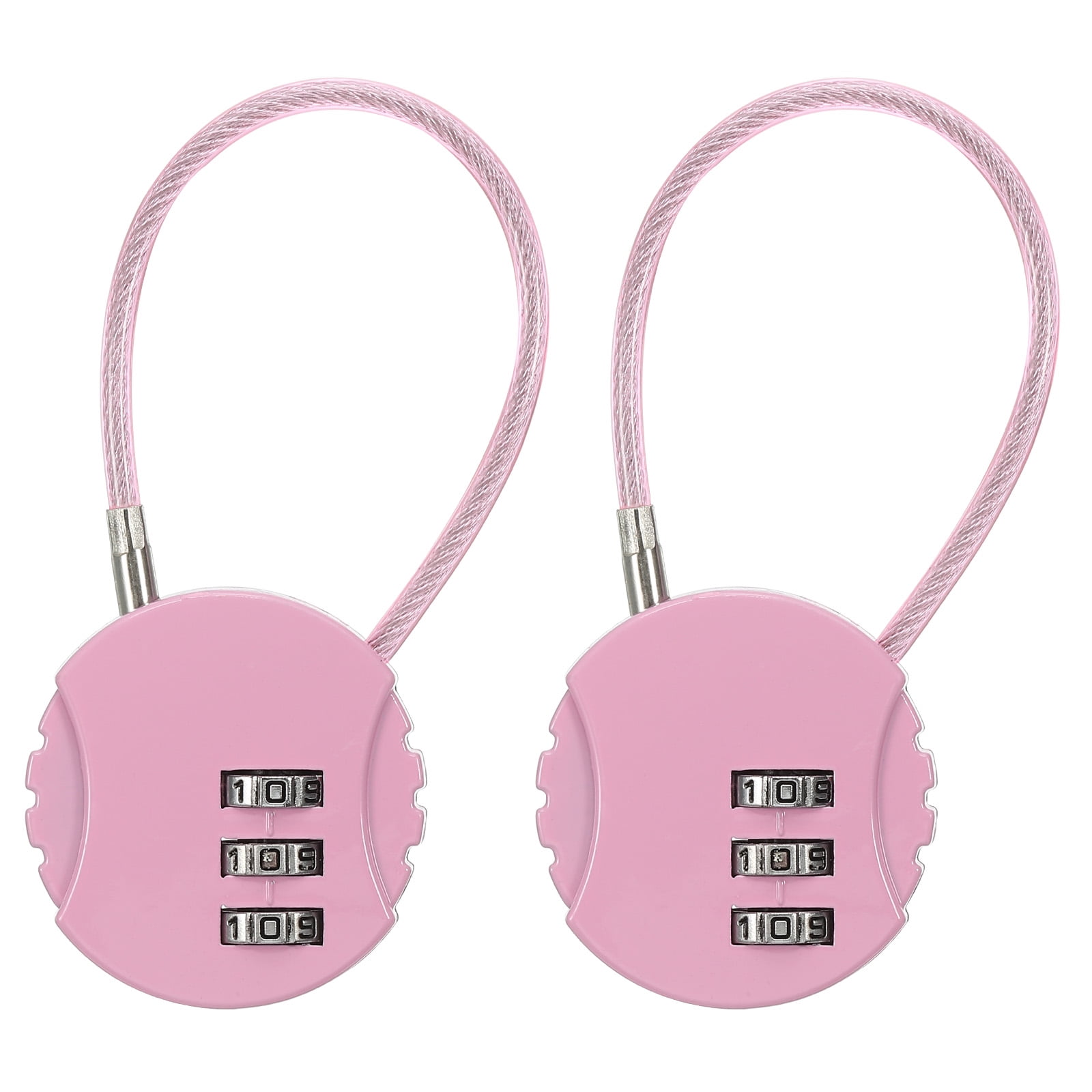 Uxcell 2 Pack 3 Digit Combination Lock,Round Helmet Padlock Cable Lock ...