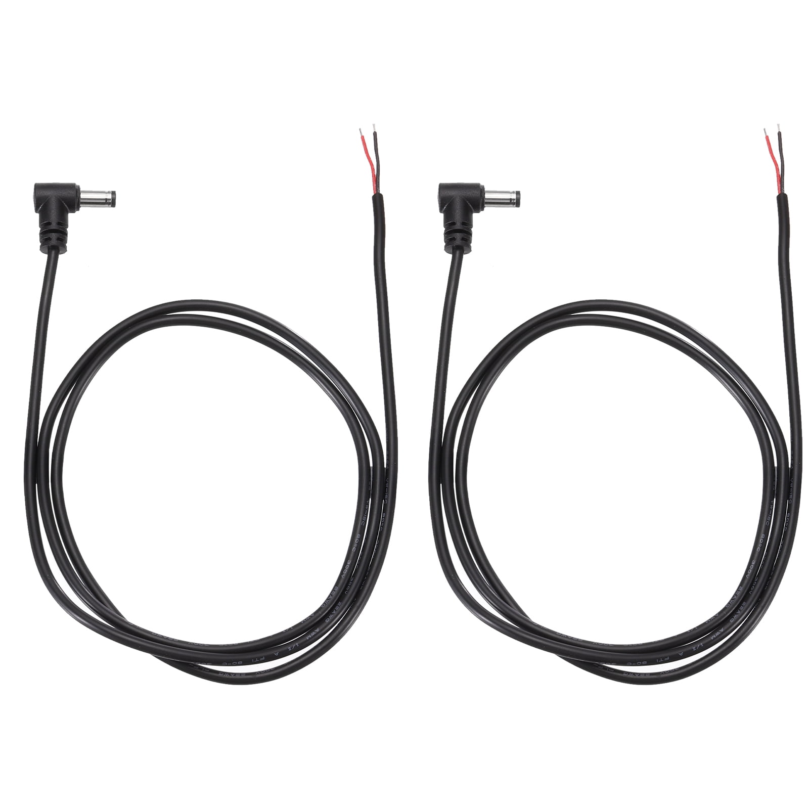 Uxcell 2 Pack 5.5mm x 2.1mm DC Power Pigtails Cable, 90 Degree Right ...