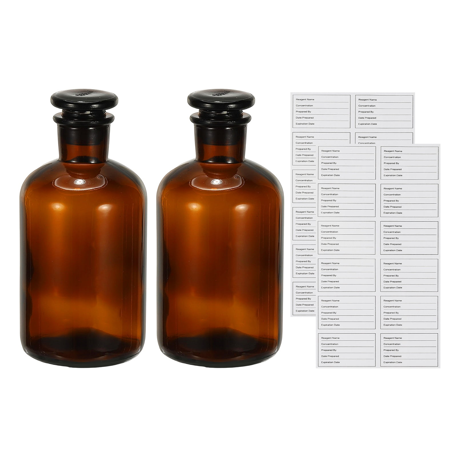 Uxcell 2 Pack 500ml Glass Reagent Bottle, Narrow Mouth Reagent Media ...