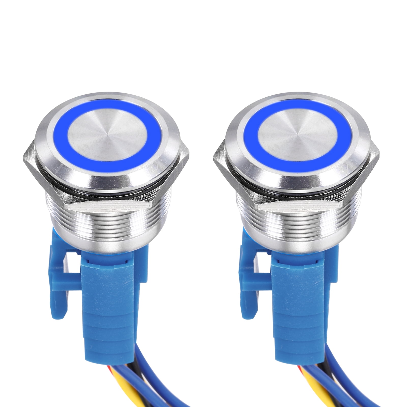 Uxcell 2 Pack 7/8 Inch Stainless Steel Latching Push Button Switch Flat ...