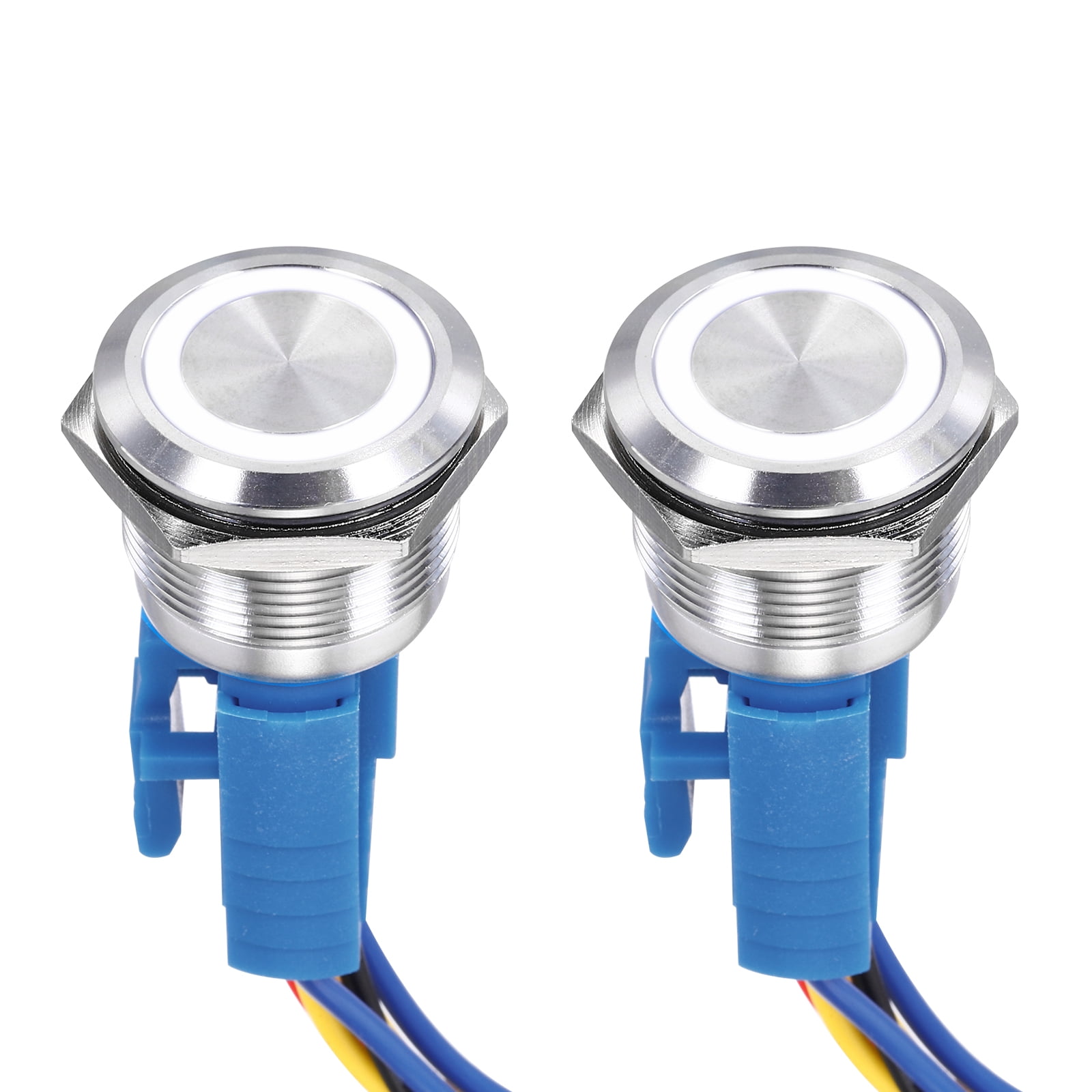 Uxcell 2 Pack 7/8 Inch Stainless Steel Latching Push Button Switch Flat ...