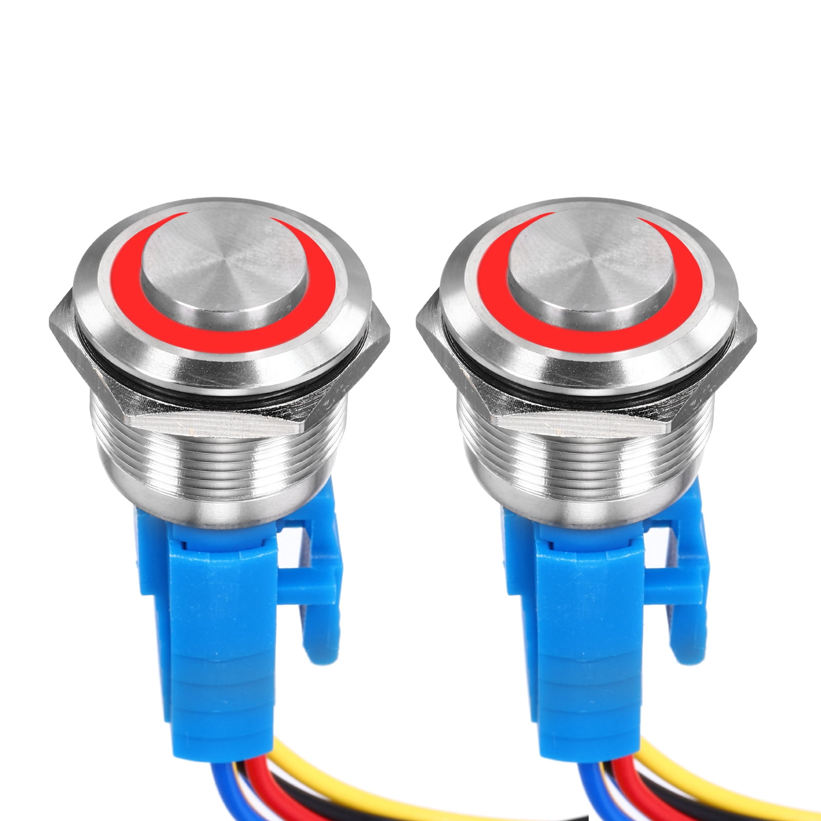 Uxcell 2 Pack 7/8 Inch Stainless Steel Momentary Push Button Switch ...