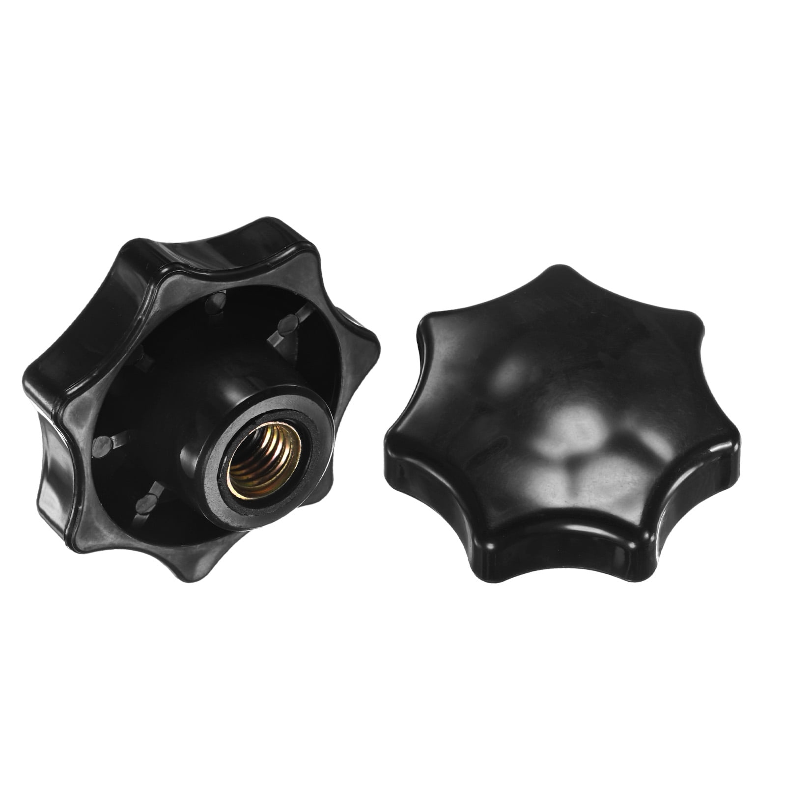 Uxcell 2-Pack 7 Star Knobs, M12 Female Thread 60mm Seven-Pointed Head Blind Hole Clamping Grip ...