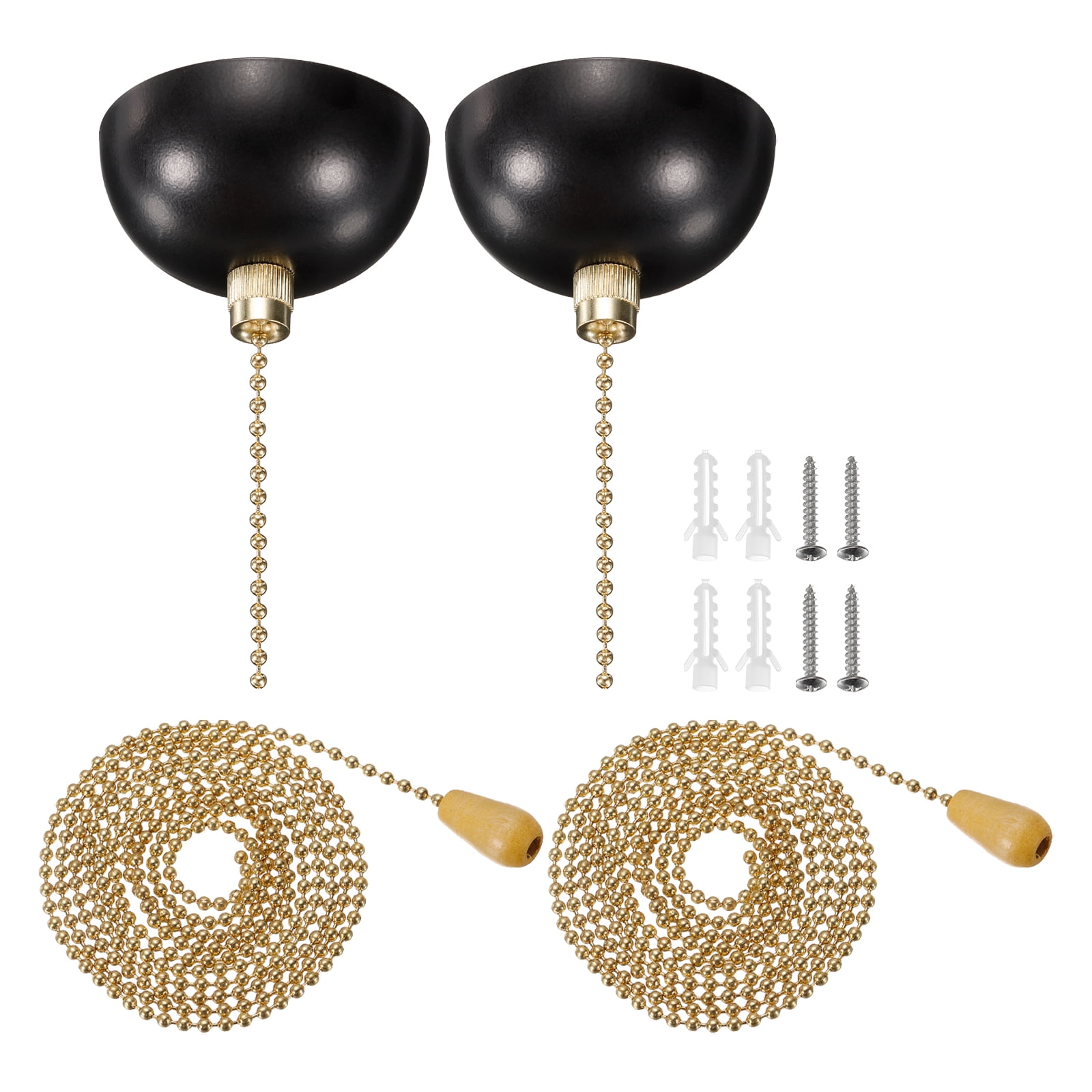 Uxcell 2 Pack AC 125/250V Pull Chain Switch Black On/Off Hemisphere ...