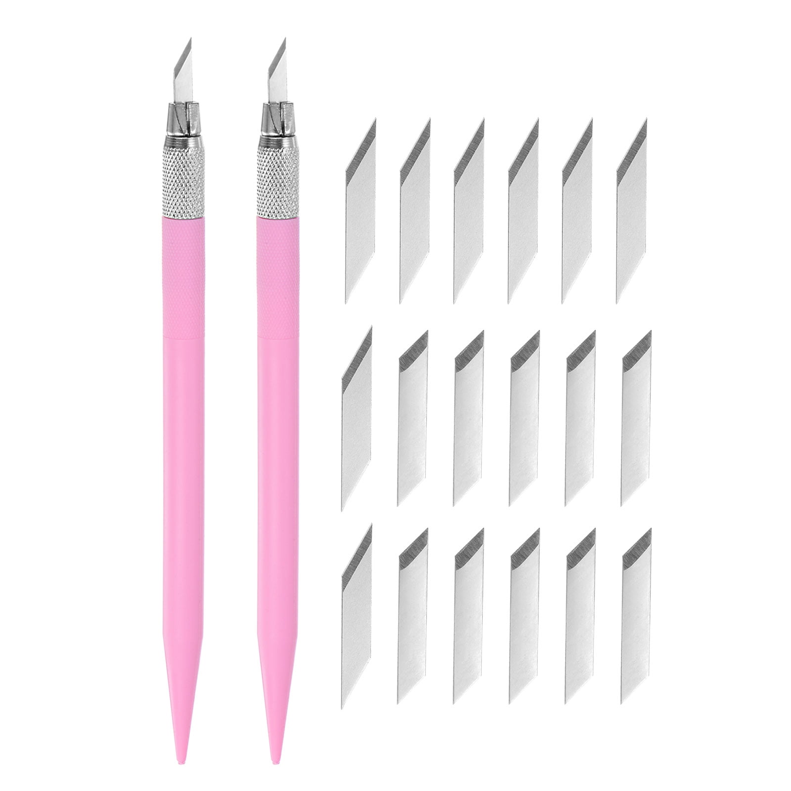 Uxcell 2 Pack Art Craft Knife with 20 Pack Spare Plate Plastic Handle ...