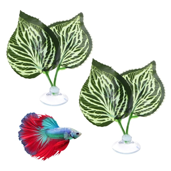 Uxcell 2-Pack Betta Fish Leaf Pad Plastic, Simulating the Natural ...