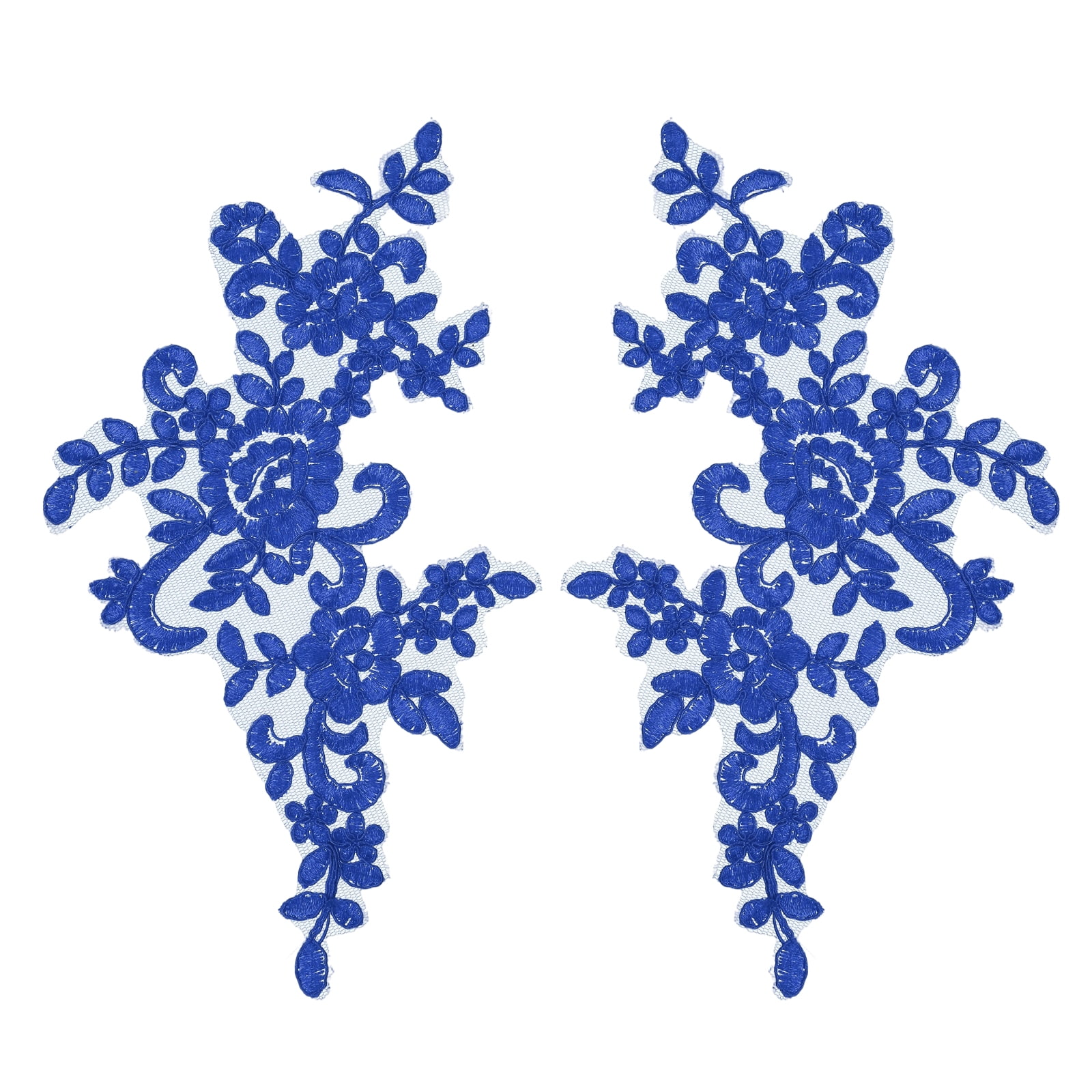 Uxcell 2 Pack Blue Flower Lace Appliques, 10 x 5 Inches 3D Embroidery ...