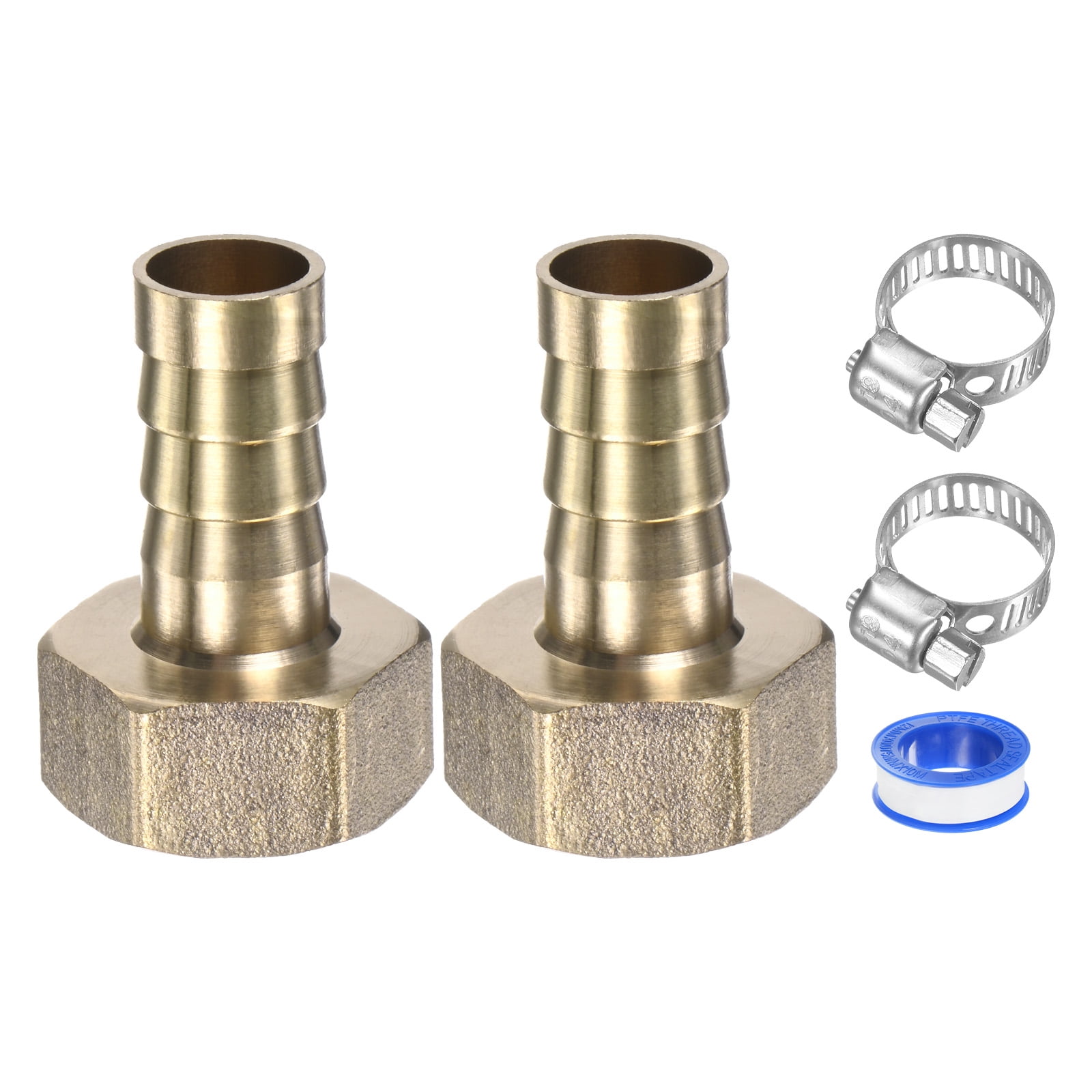Uxcell 2-Pack Brass Hose Barb Fittings, 12mm x G1/2 Female Adapter Hose ...