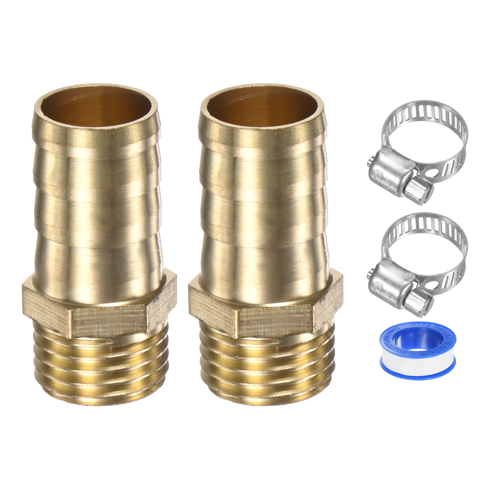 Uxcell 2-Pack Brass Hose Barb Fittings, 12mm x G1/4 Male Couple Hose ...