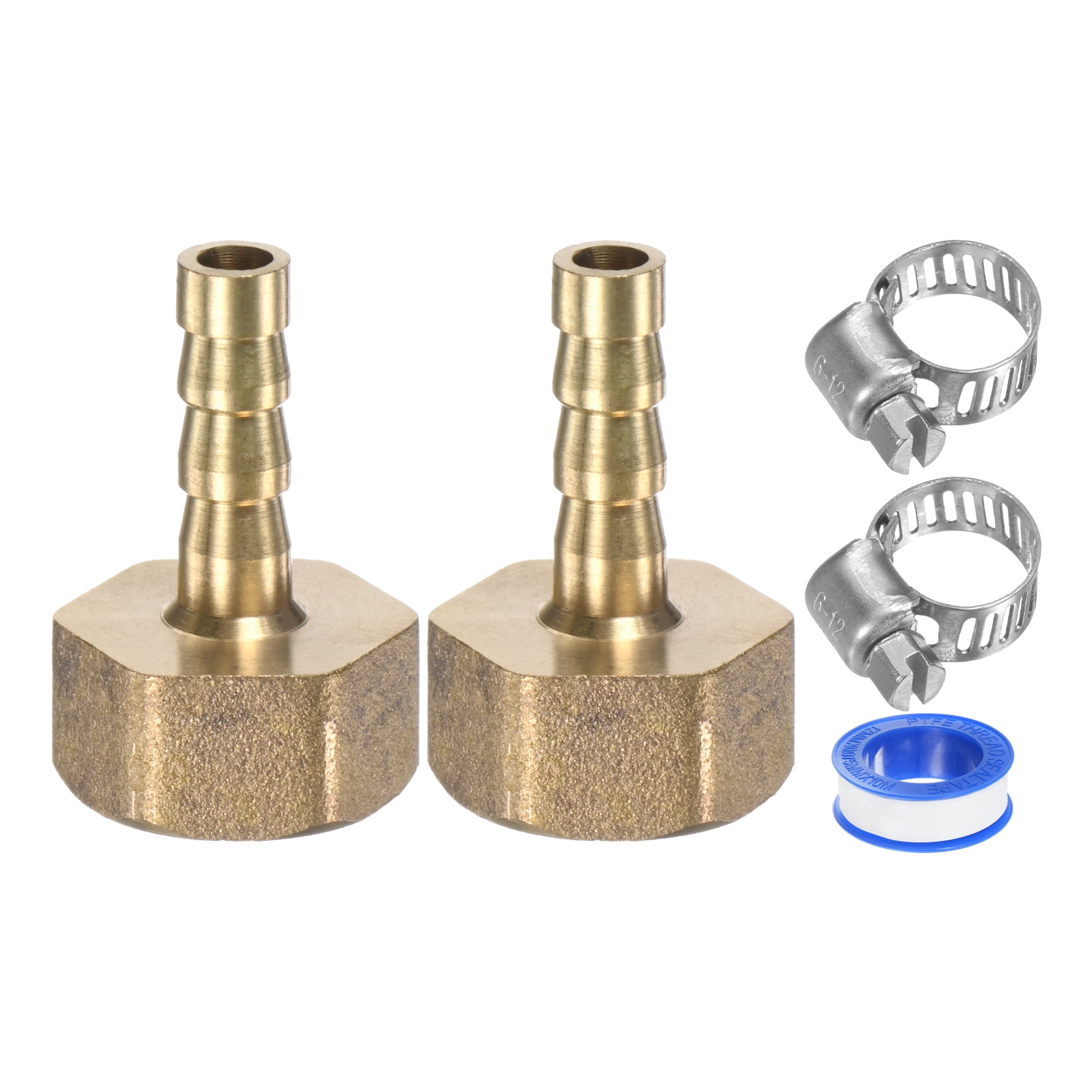 Uxcell 2-Pack Brass Hose Barb Fittings, 6mm x G3/8 Female Adapter Hose ...