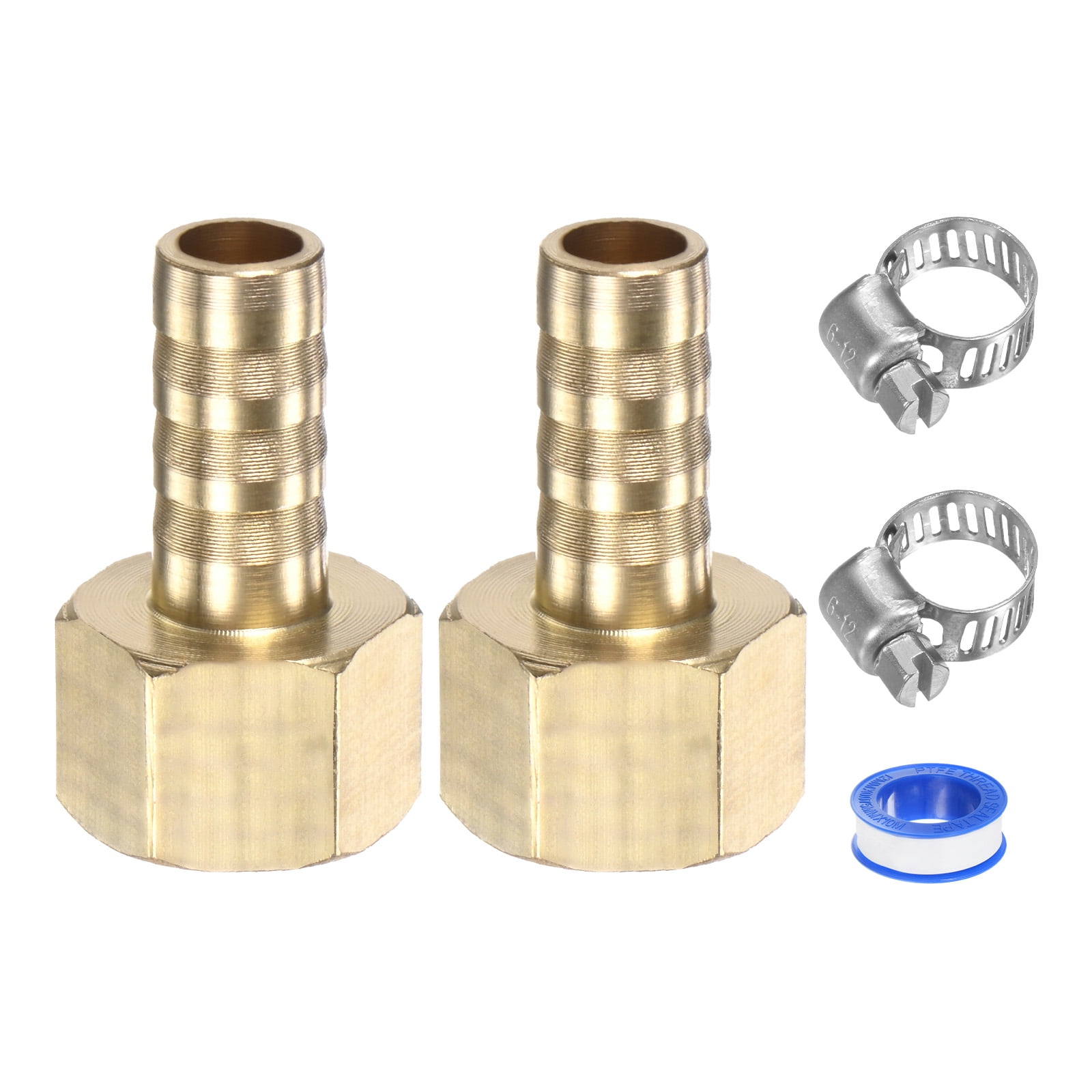 Uxcell 2-Pack Brass Hose Barb Fittings, 8mm x G1/4 Female Adapter Hose ...