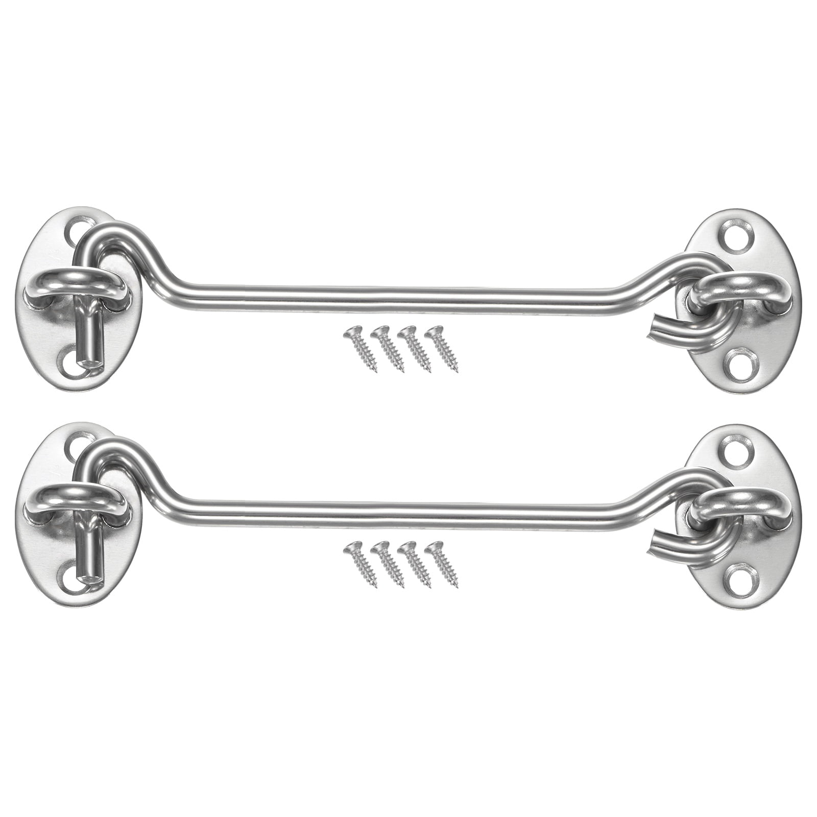 Uxcell 2-Pack Hook and Eye Latch for Door 6 Inch 201 Stainless Steel ...