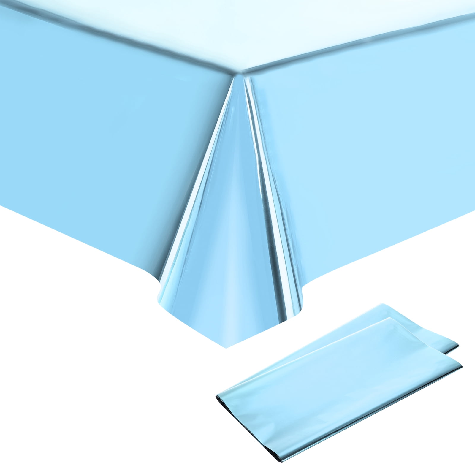 Uxcell 2 Pack Light Blue Disposable Plastic Tablecloths 54 Inch x 108 ...