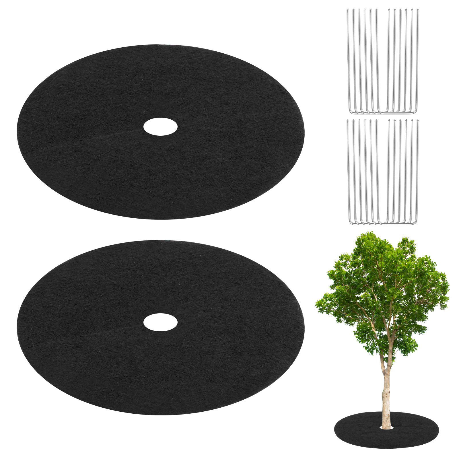 Uxcell 2-Pack Non-Woven Tree Mulch Ring, 16.5 Inch Tree Protector Mat W ...