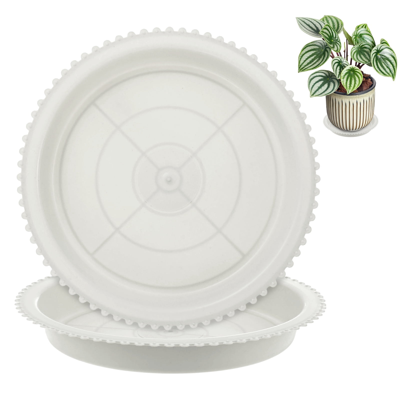 Uxcell 2-Pack Plastic Plant Saucers, 4.3 Inch ID Round Plant Pot Water ...