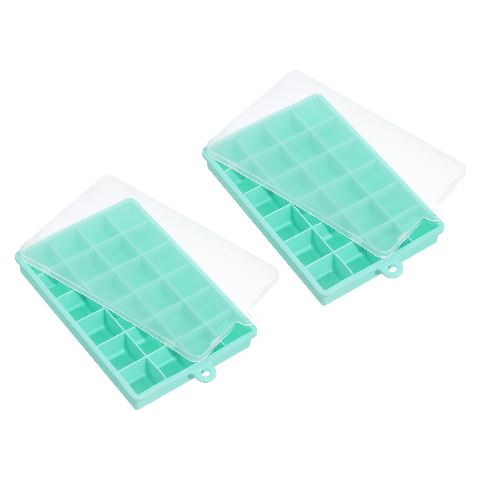 Uxcell 2 Pack Silicone Ice Tray Tray with Lid for Freezer, Square Ice ...