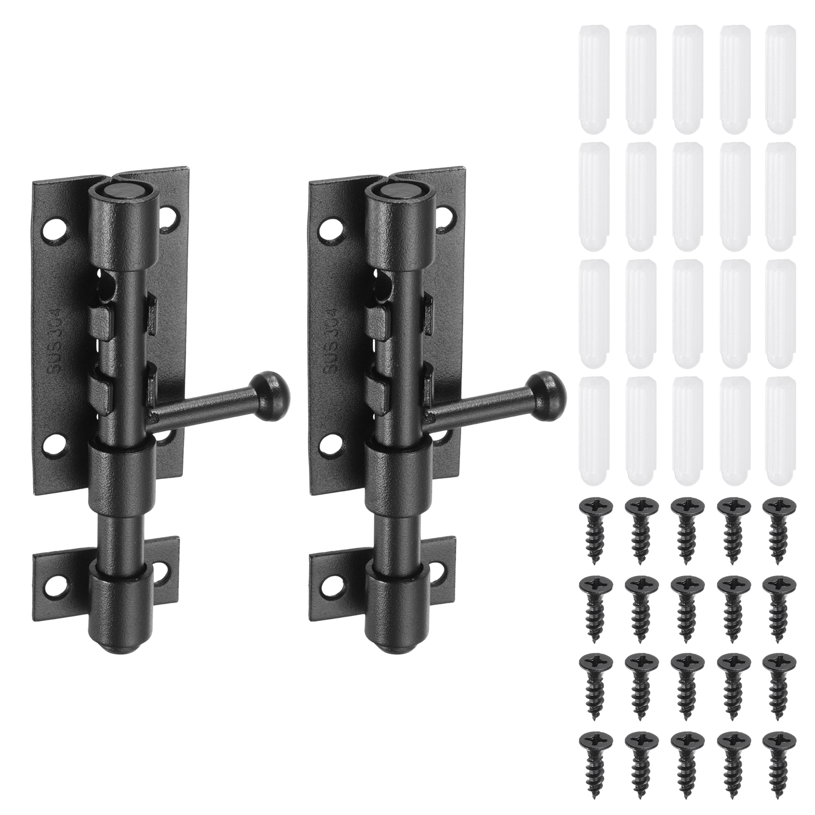 Uxcell 2-Pack Slide Bolt Latch, 4 in 304 Stainless Steel Barrel Bolt ...