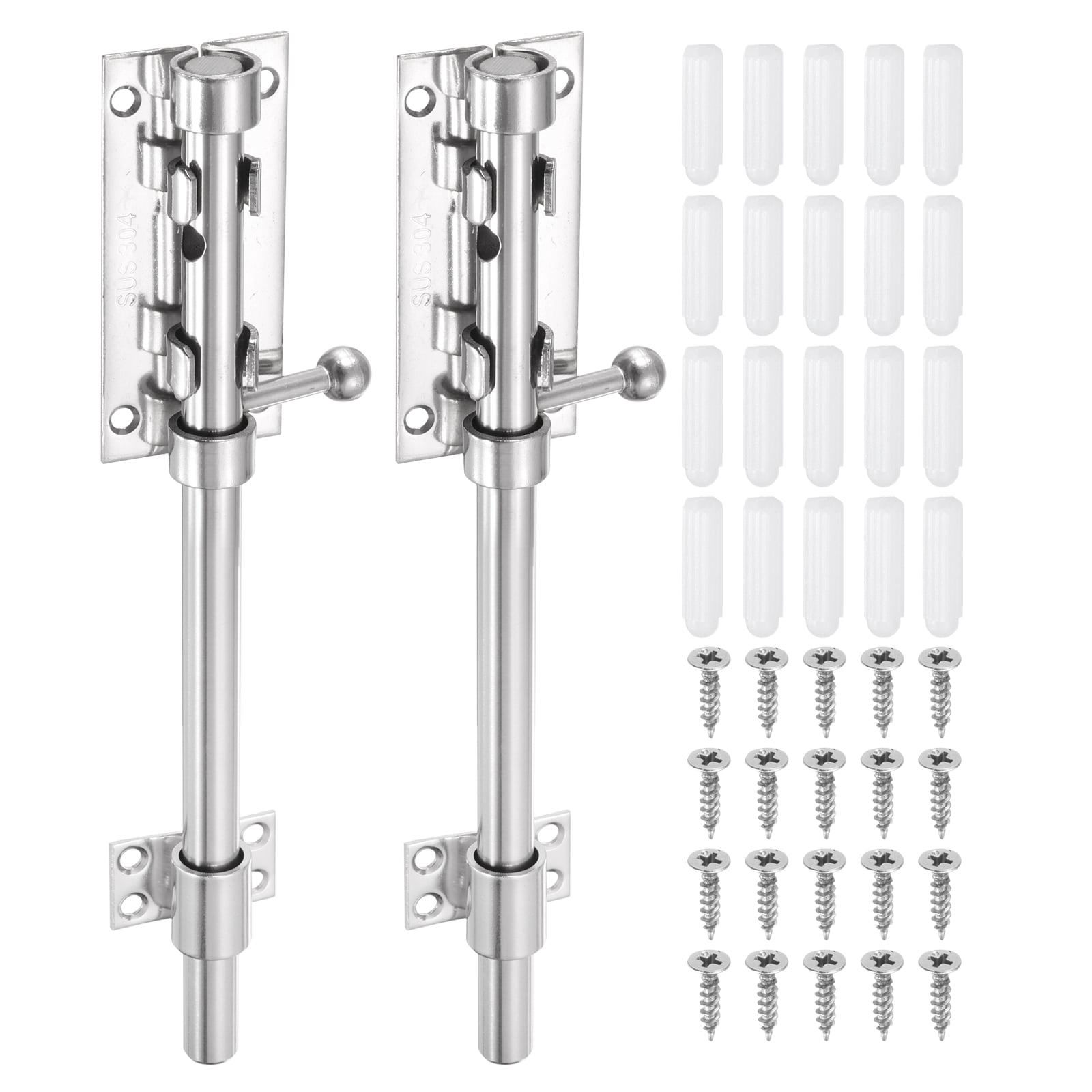 Uxcell 2-Pack Slide Bolt Latch, 8 in 304 Stainless Steel Barrel Bolt ...