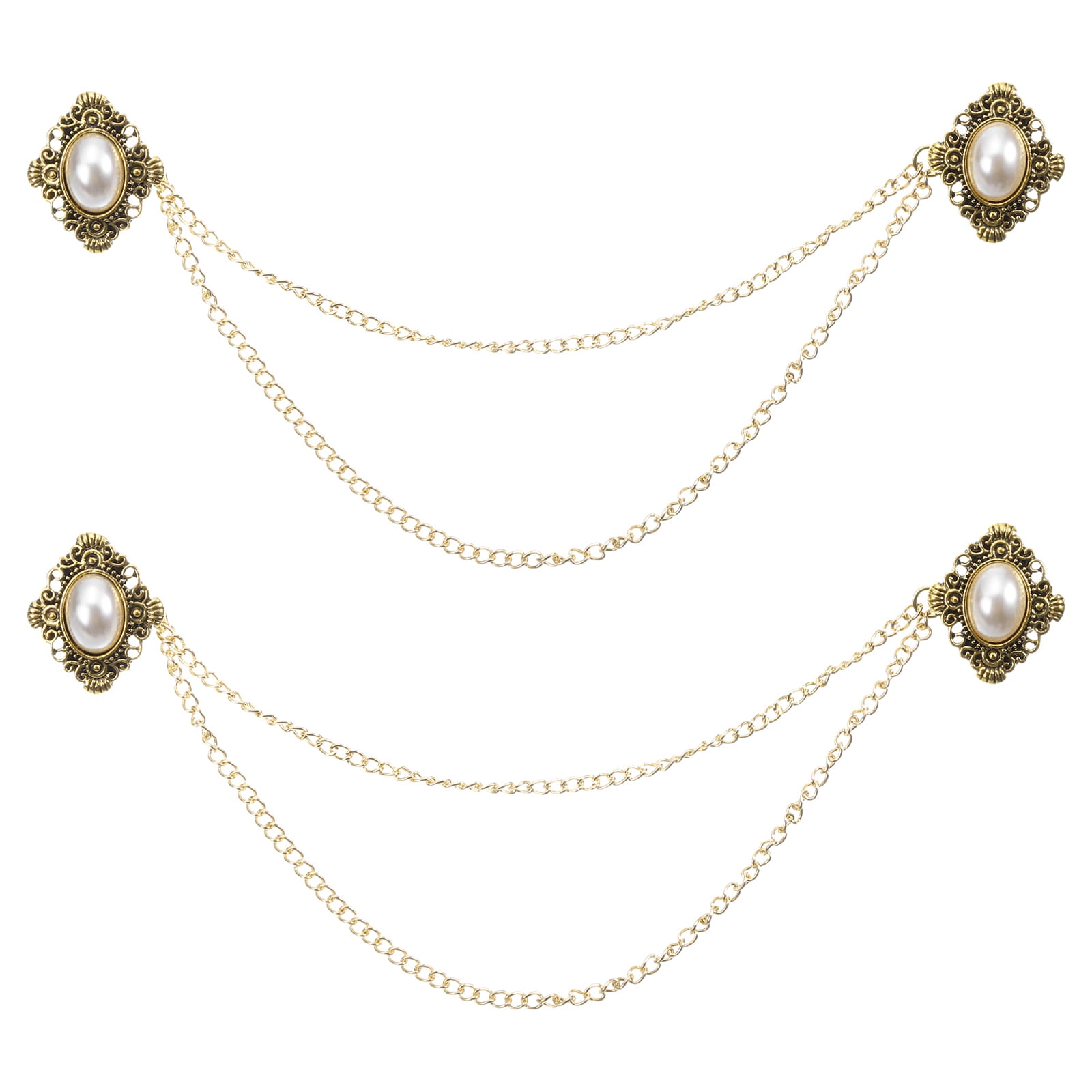 Uxcell 2 Pack Sweater Clips Vintage Cardigan Collar Clips with Chain ...