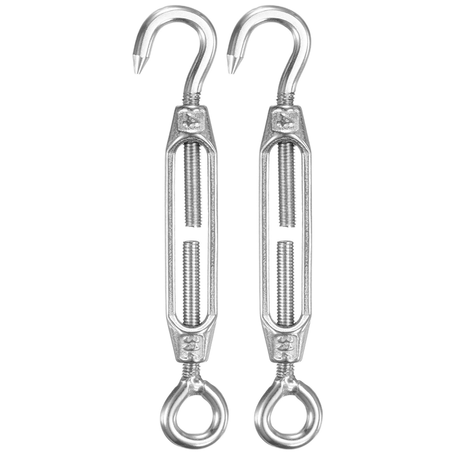 Uxcell 2-Pack Turnbuckle Hook and Eye, M4 Stainless Steel Heavy ...