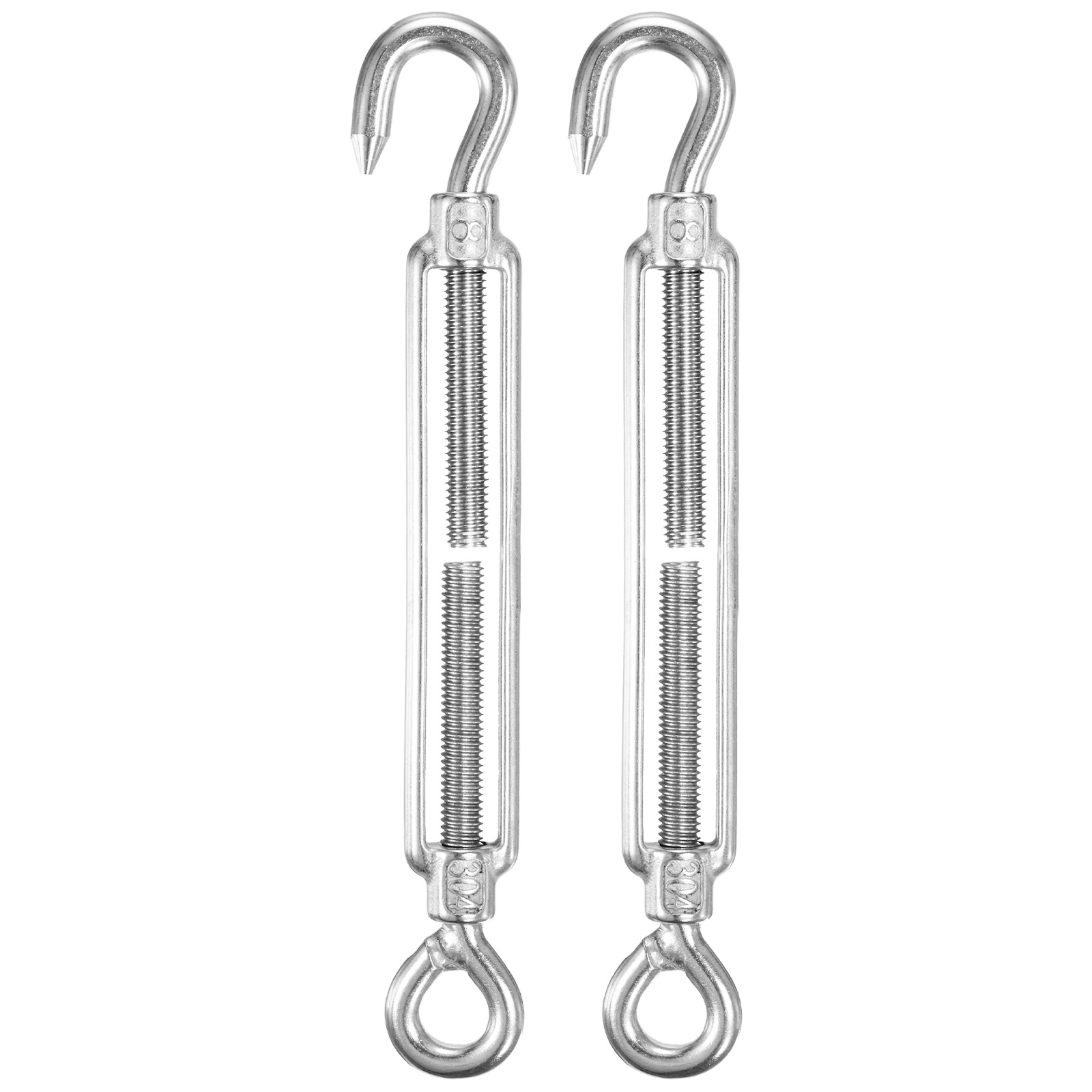 Uxcell 2-Pack Turnbuckle Hook and Eye, M8 Stainless Steel Heavy ...