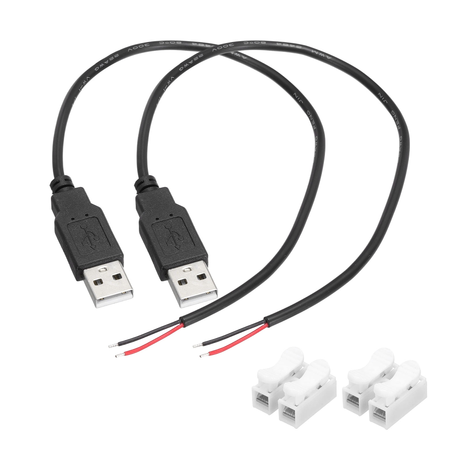 Uxcell 2 Pack USB Plug Pigtail, 0.3 M/1 FT Male Short Power Cable 22AWG ...